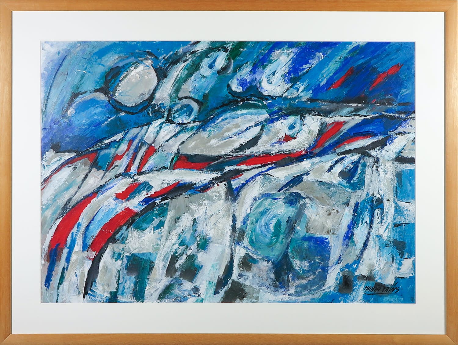 Maria Prins - Acryl op papier, Zonder titel - Ingelijst (Groot) Verkocht | Kunstveiling.nl