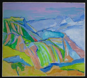 Joe Wols - Acryl op papier, Landschap II Verkocht | Kunstveiling.nl