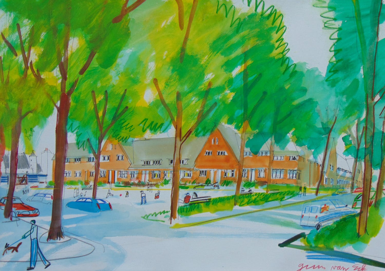 Guus van Eck - Stadsgezicht Verkocht | Kunstveiling.nl