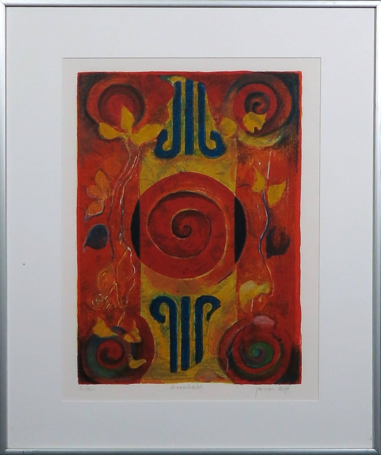 Jan van Delft - Zeefdruk, Droombeeld- Ingelijst Verkocht | Kunstveiling.nl