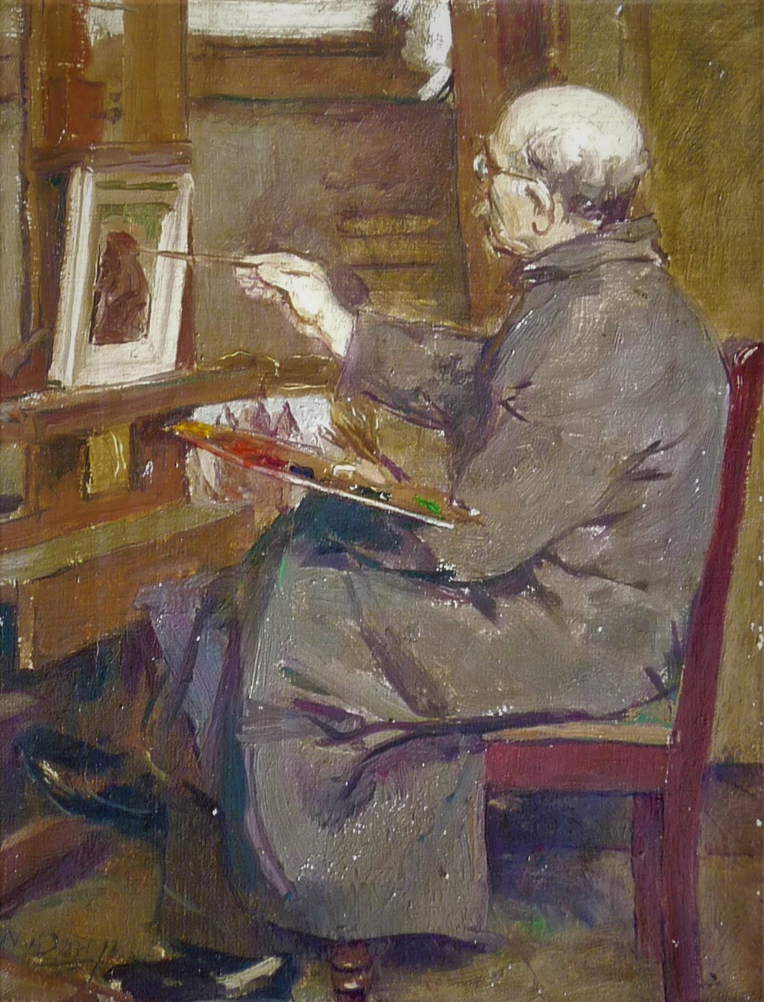 Willem van Dort - Portret van een schilder aan het werk Verkocht ...