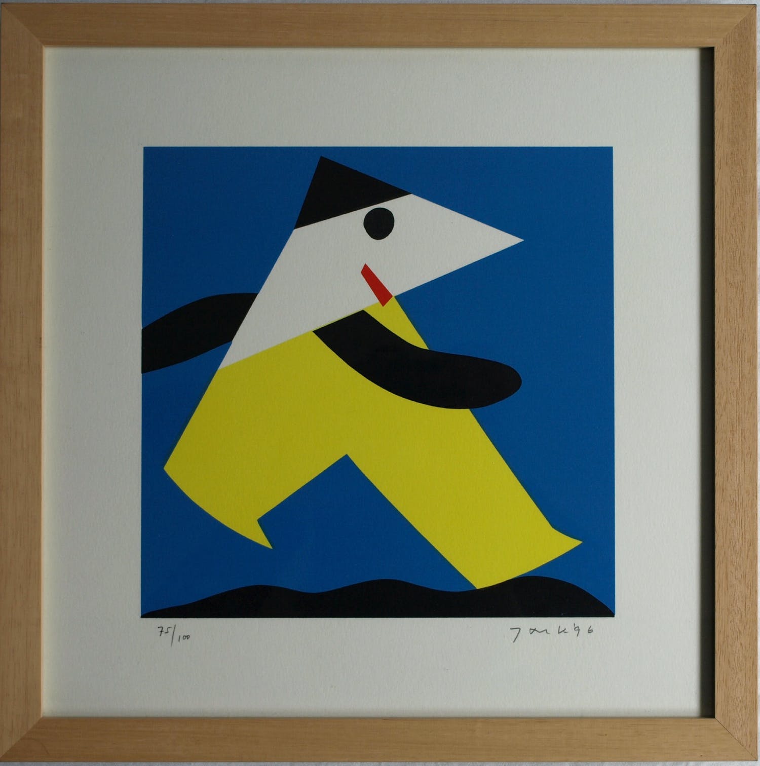 Jan Snoeck - Ingelijste zeefdruk , ‘Mannetje met gele broek’ – 1996 ...