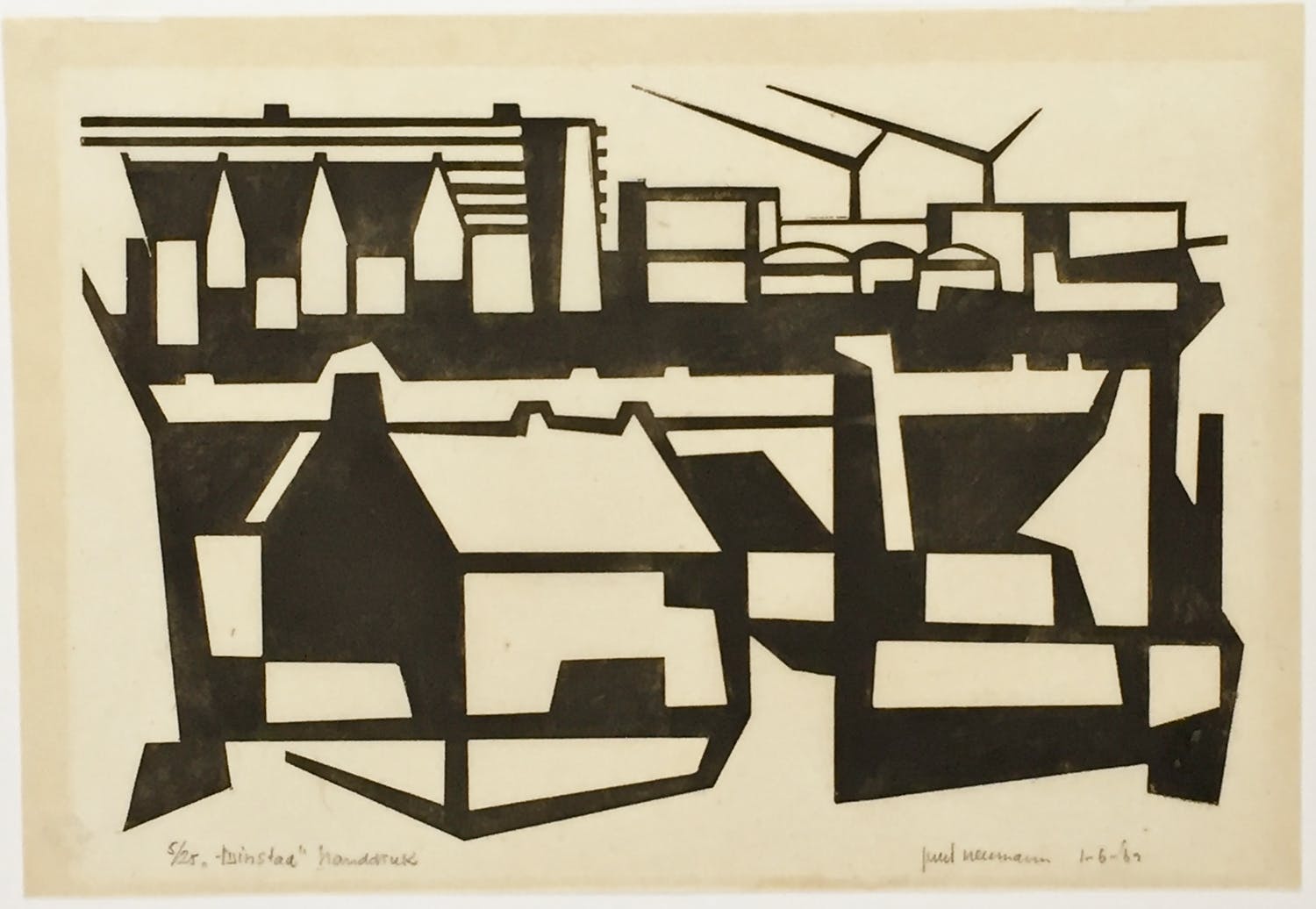 Juul Neumann - Tuinstad (linosnede) Verkocht | Kunstveiling.nl