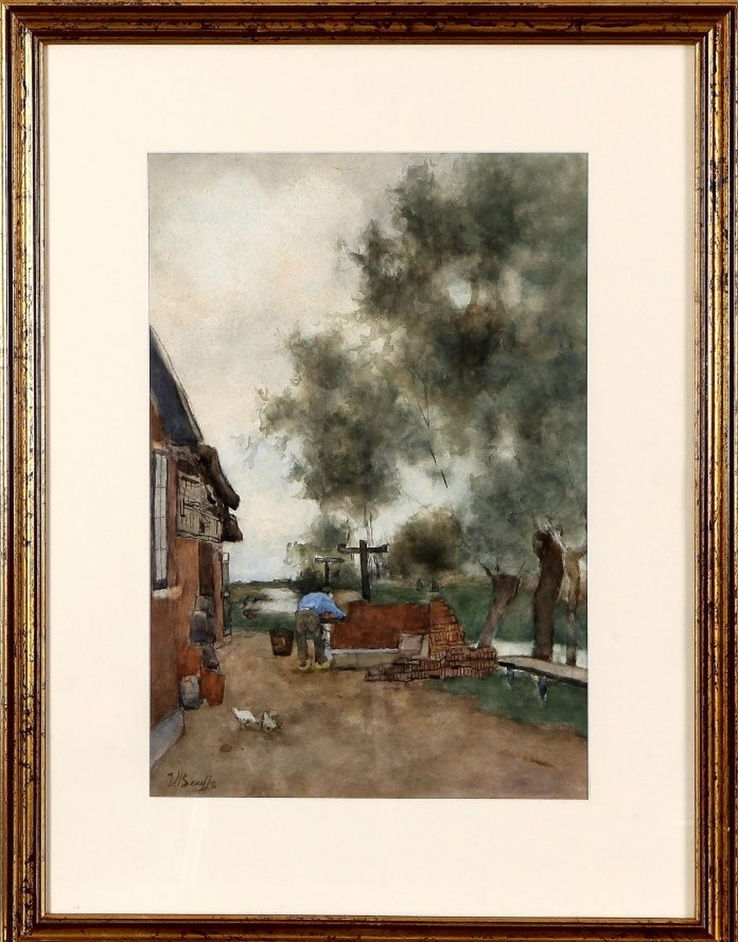 Victor Bauffe - Erf met waterpomp Verkocht | Kunstveiling.nl