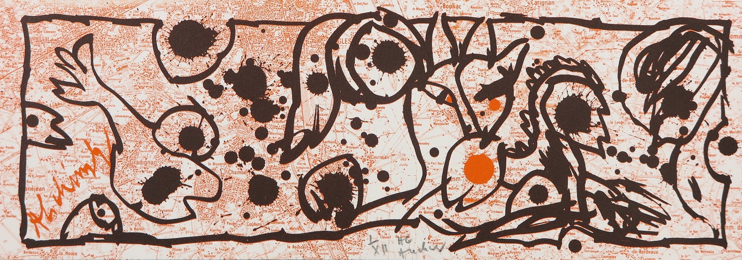 Pierre Alechinsky - Litho op kaart, Entre-Deux-Mers Verkocht ...