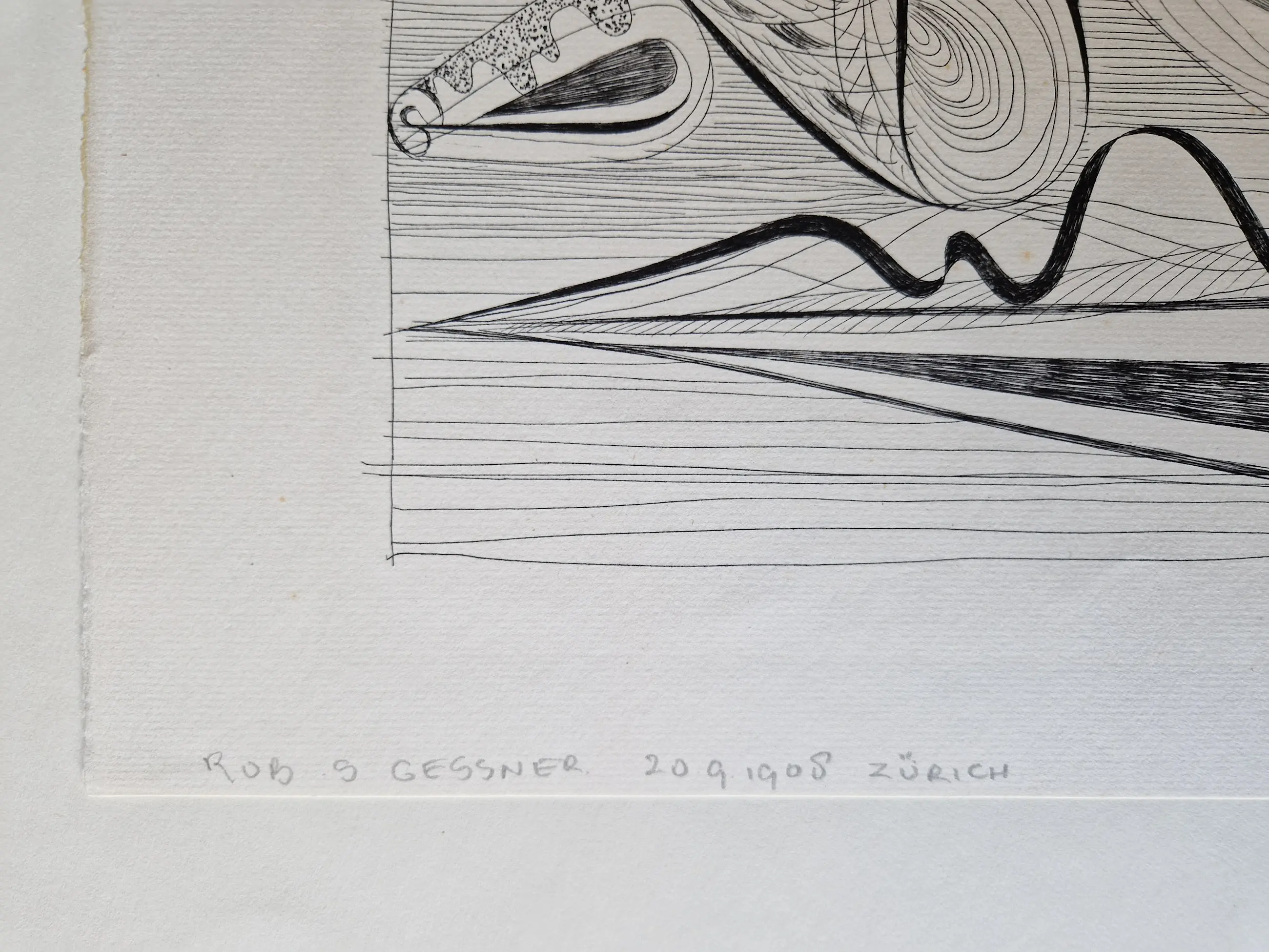 Robert Salomon Gessner - originele 1951 Z/W Lithografie - kust/strand ...