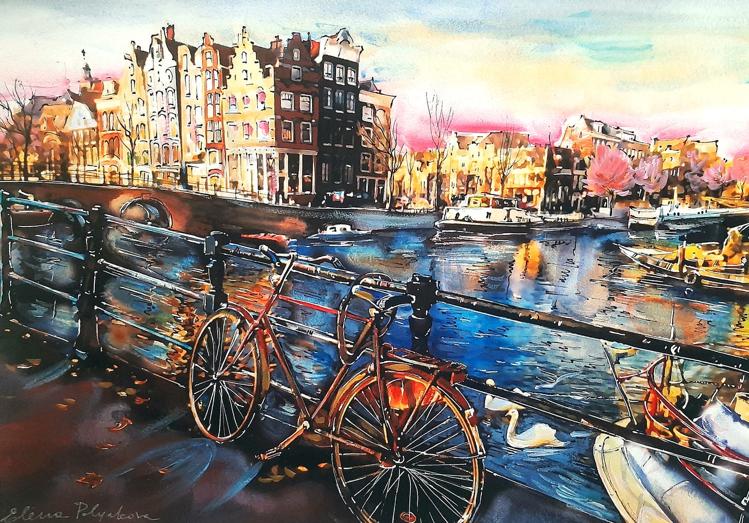 Elena Polyakova - Prinsengracht in Amsterdam Verkocht | Kunstveiling.nl