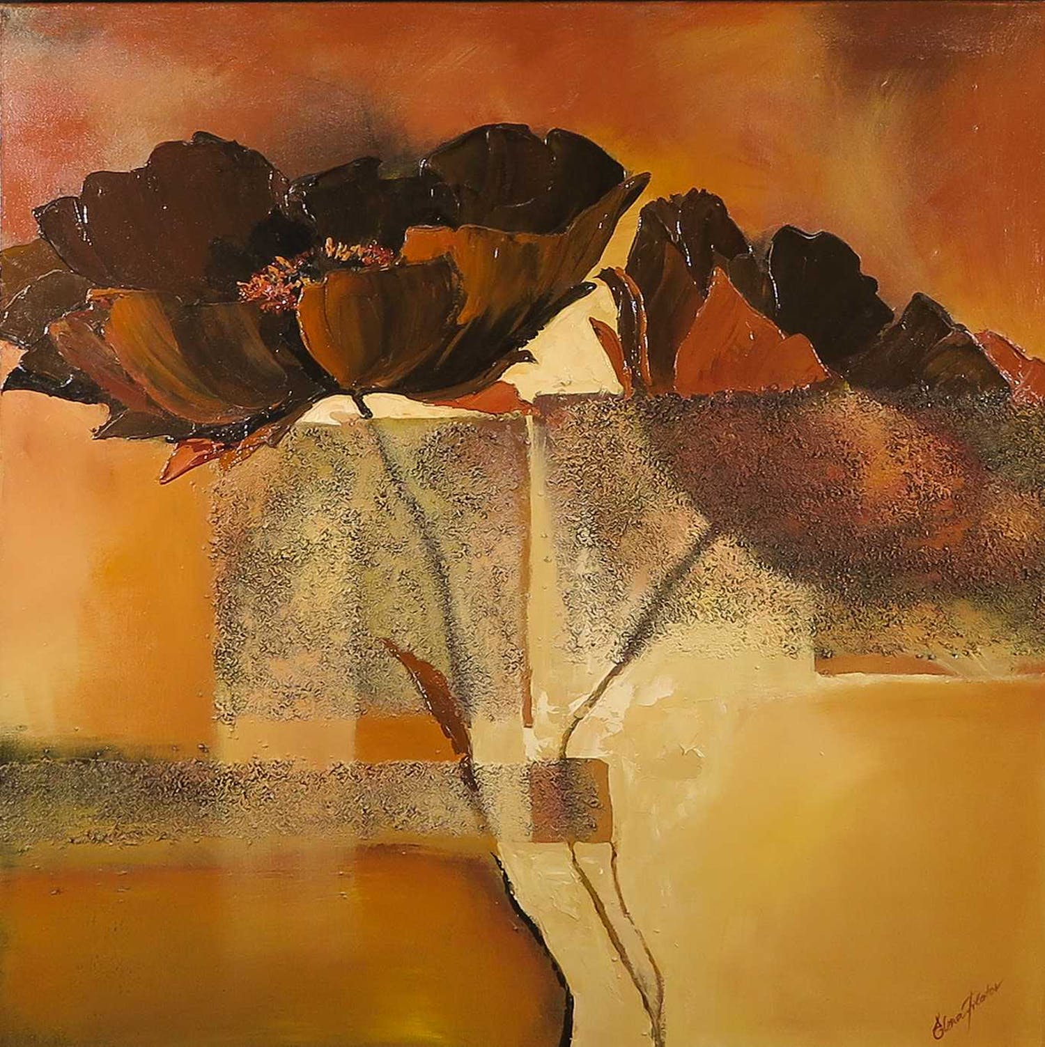 Elena Filatov - Acryl op doek, Mohn Braun II (Groot) Verkocht ...