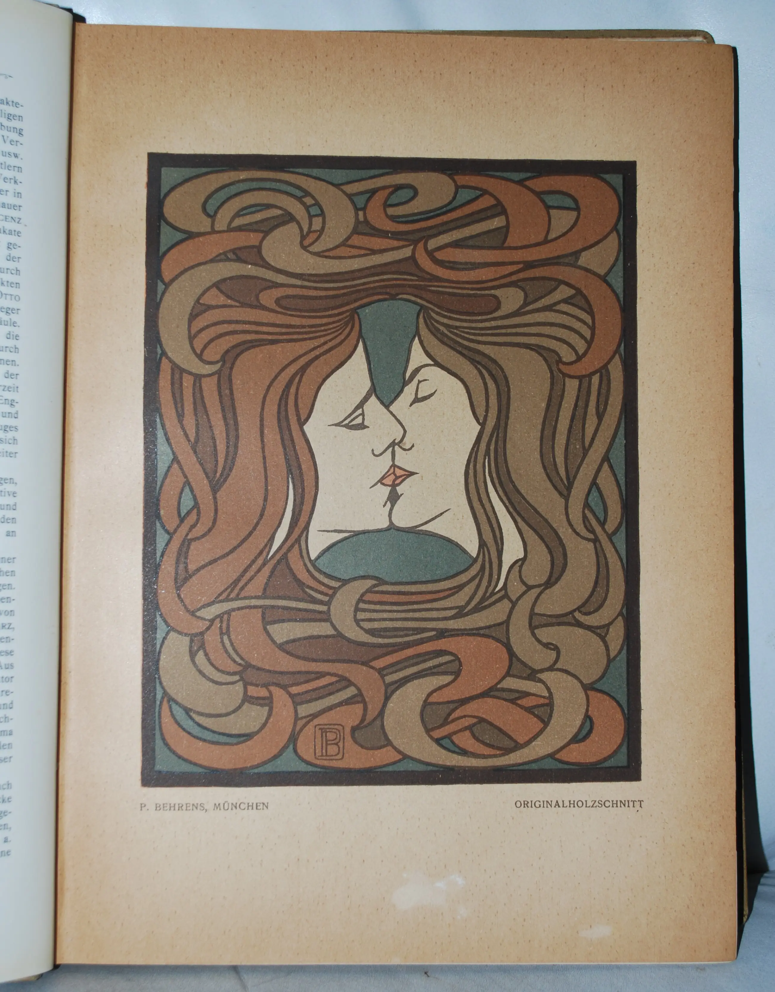 Peter Behrens - Der KÜSS -houtsnede in het Bruckmann boek uit 1900 ...