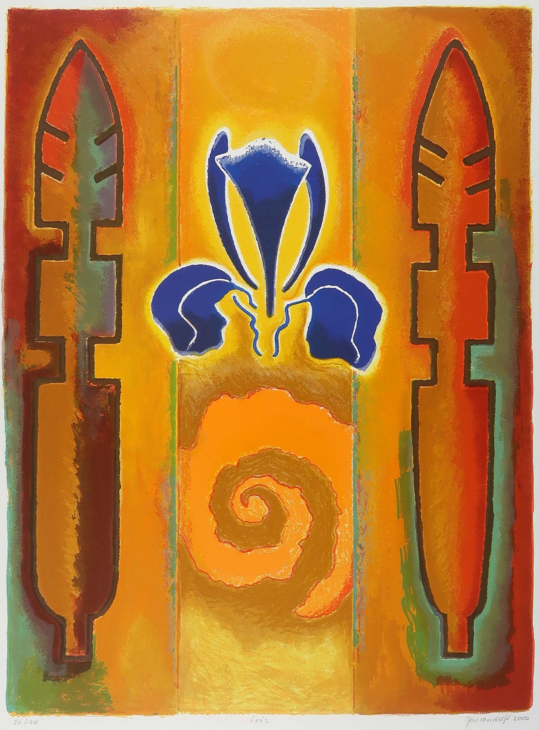 Jan van Delft - Zeefdruk, Iris Verkocht | Kunstveiling.nl