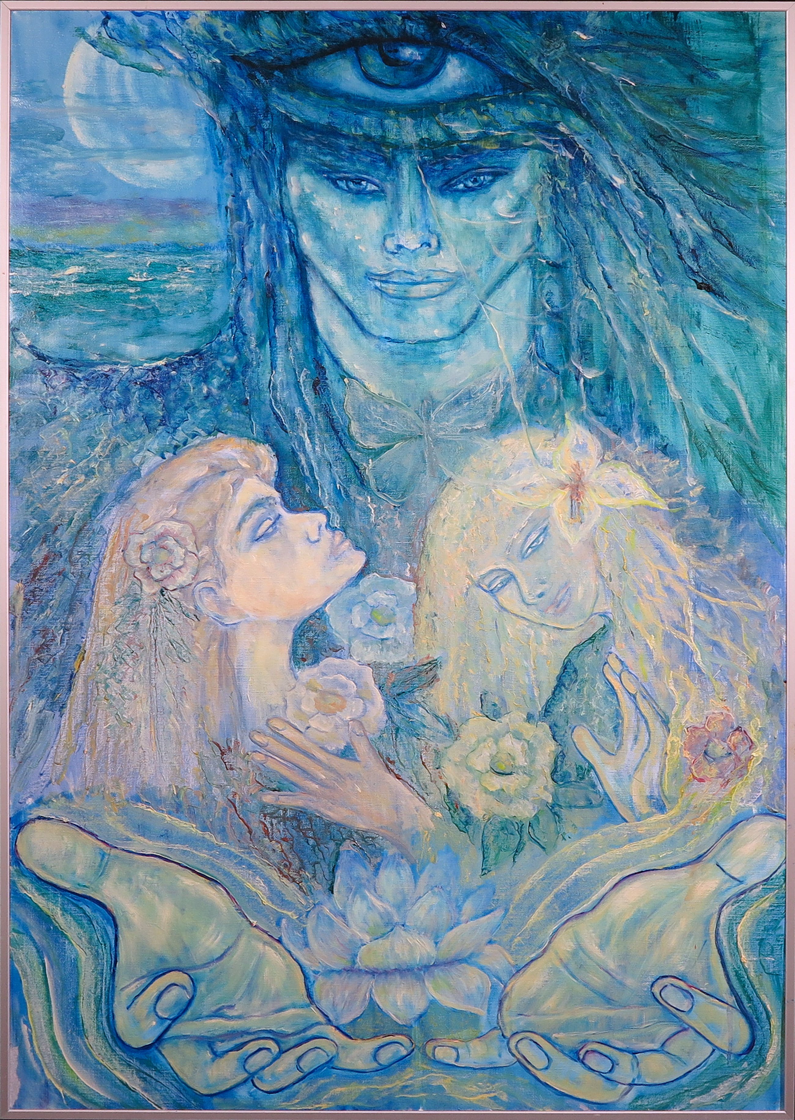 Kiss Riemvis - Olieverf op board, z.t. Fantasy elfen - Ingelijst (Groot ...