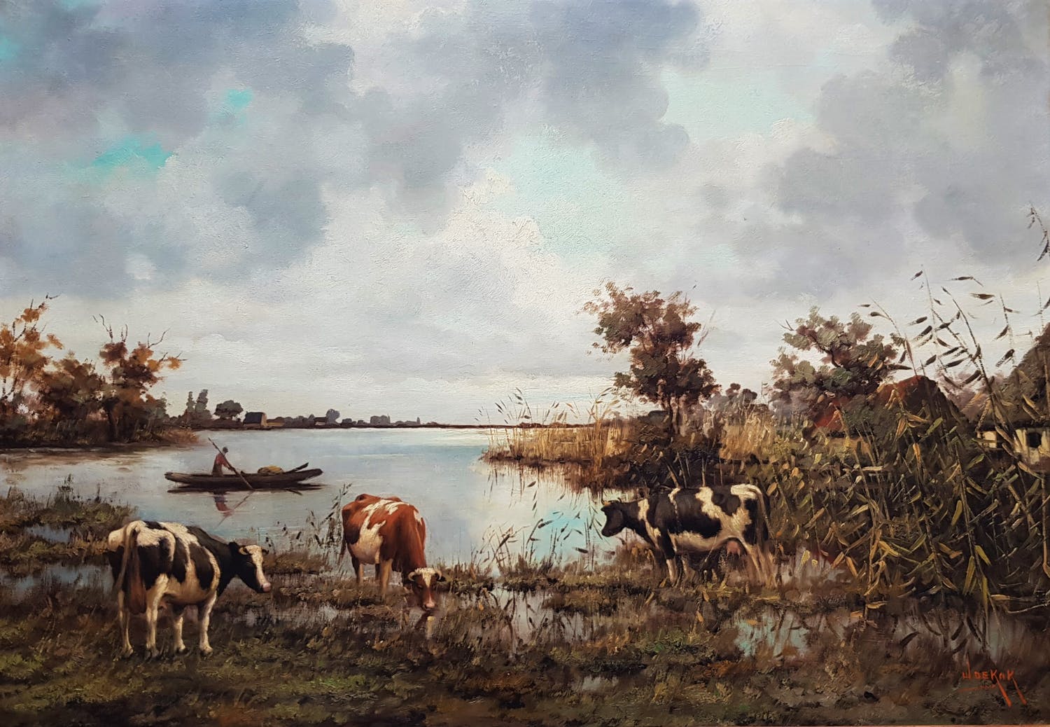 Willem de Kok - Drinkende koeien Verkocht | Kunstveiling.nl