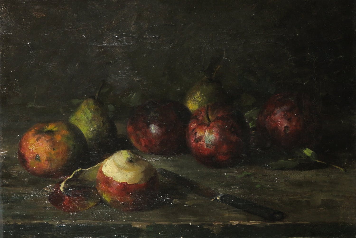 Jozef Gindra - Olieverf op doek, Stilleven met appels en peren Verkocht ...