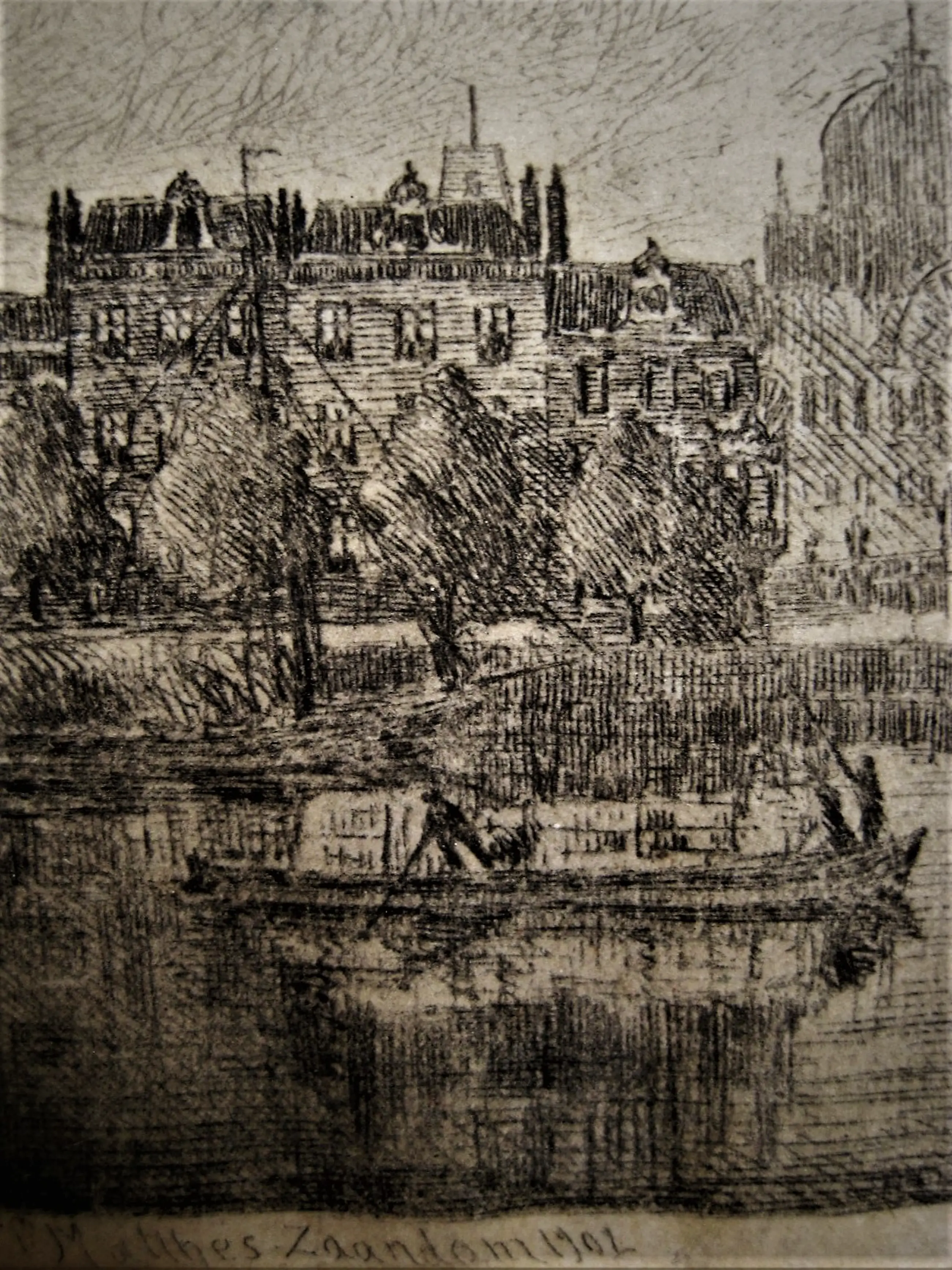 Oskar Paul Matthes - Duits/NL graficus - Sfeervolle Ets "Amsterdam de ...