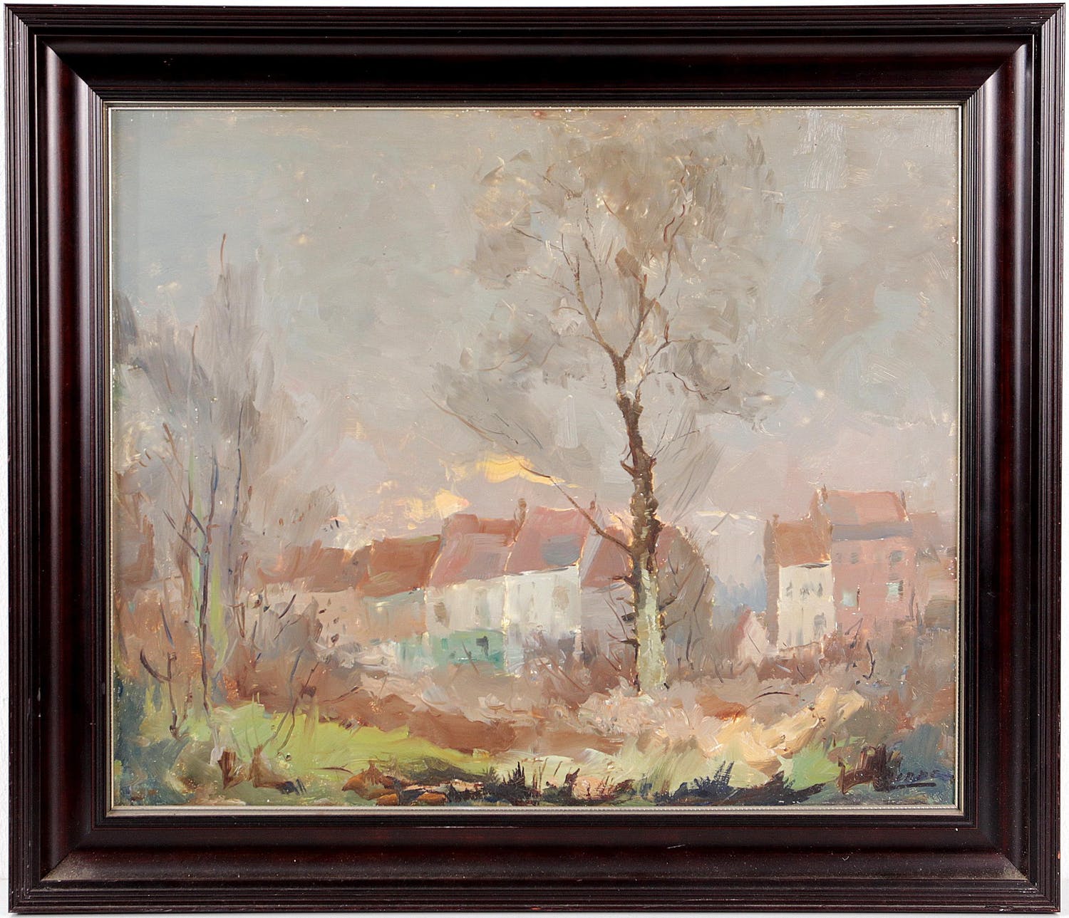 Louis Henno - Gezicht op een dorp in Wallonië Verkocht | Kunstveiling.nl