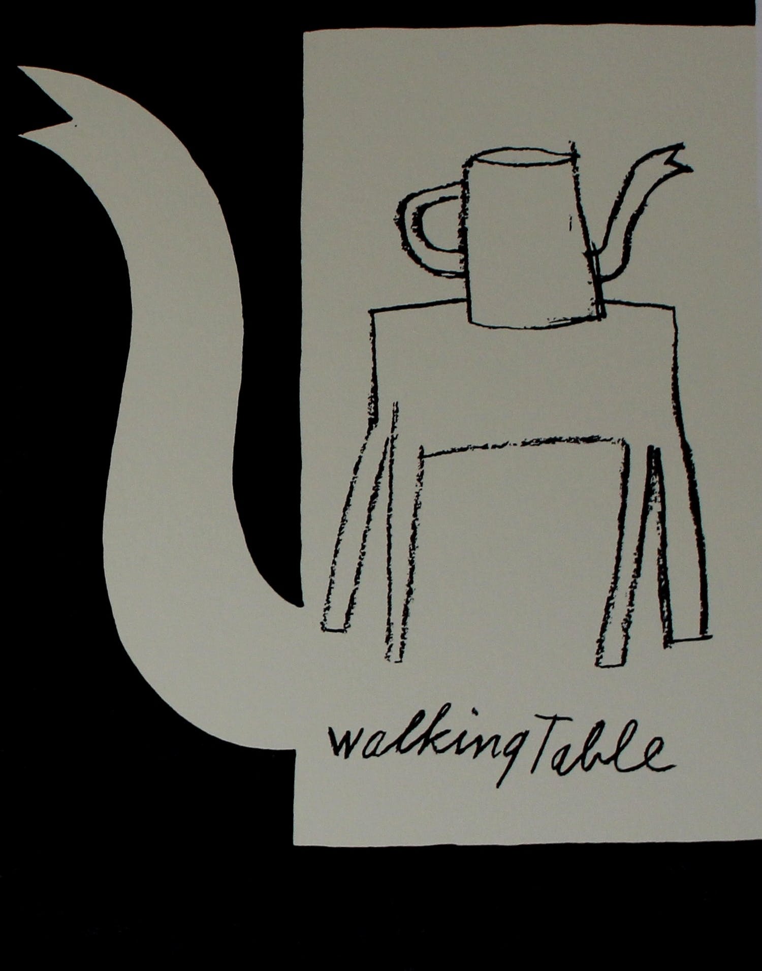 Klaas Gubbels - Zeefdruk: Walking Table, met gedicht, van Neeltje Maria ...