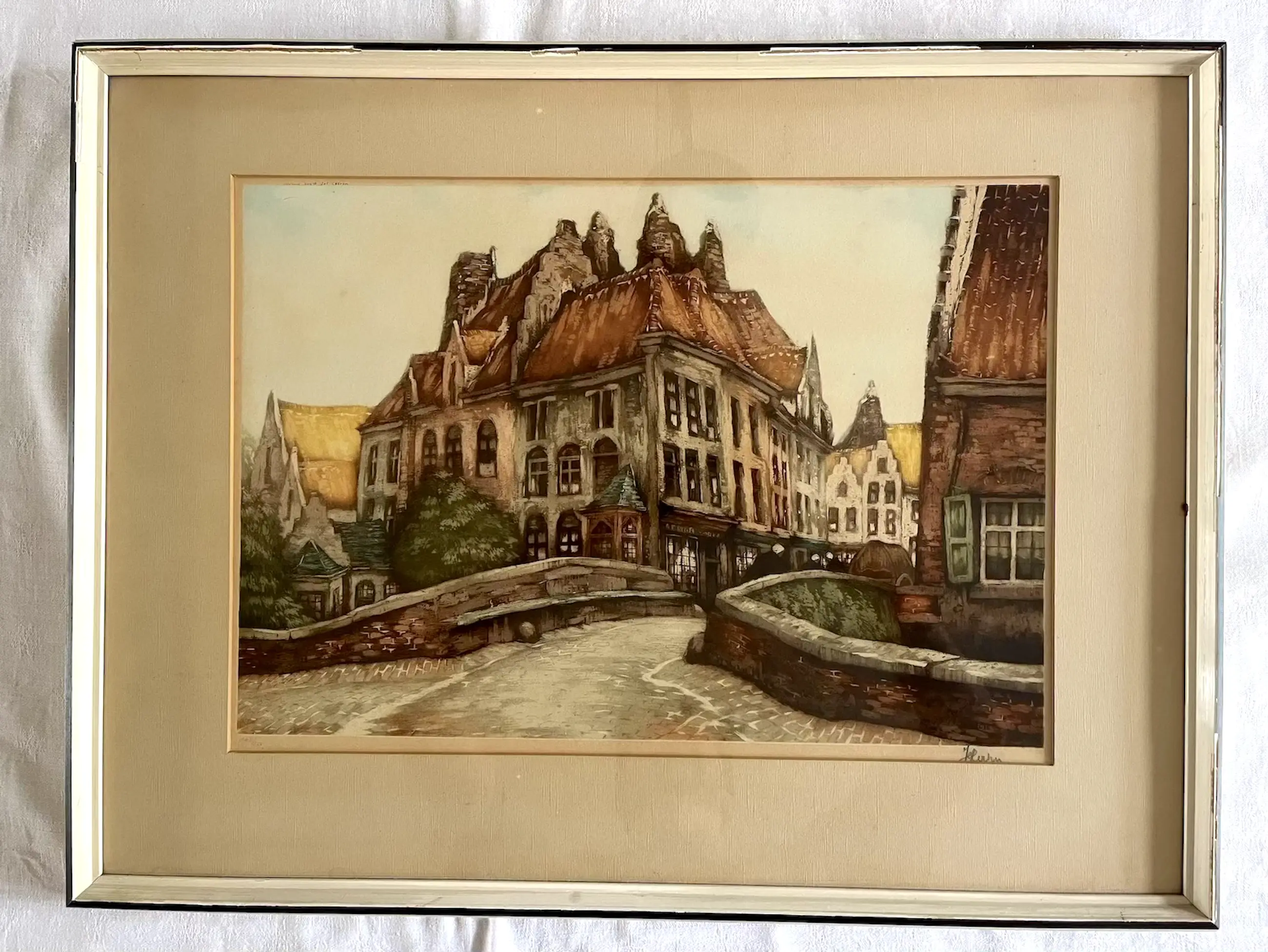 Jef Codron - Belgisch Stadsgezicht - Ets, Ingelijst Verkocht ...