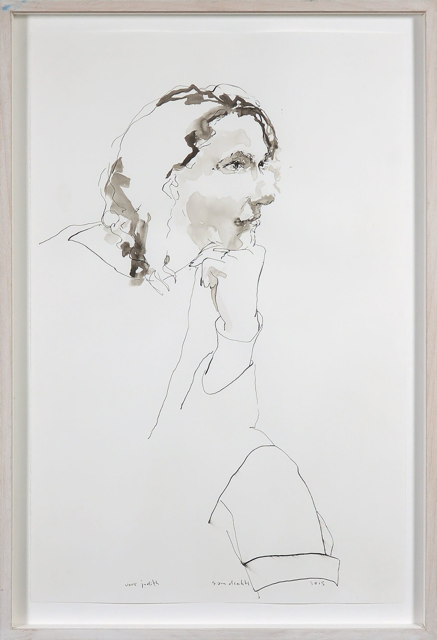 Sam Drukker - Inkttekening, Portret met persoonlijke opdracht ...