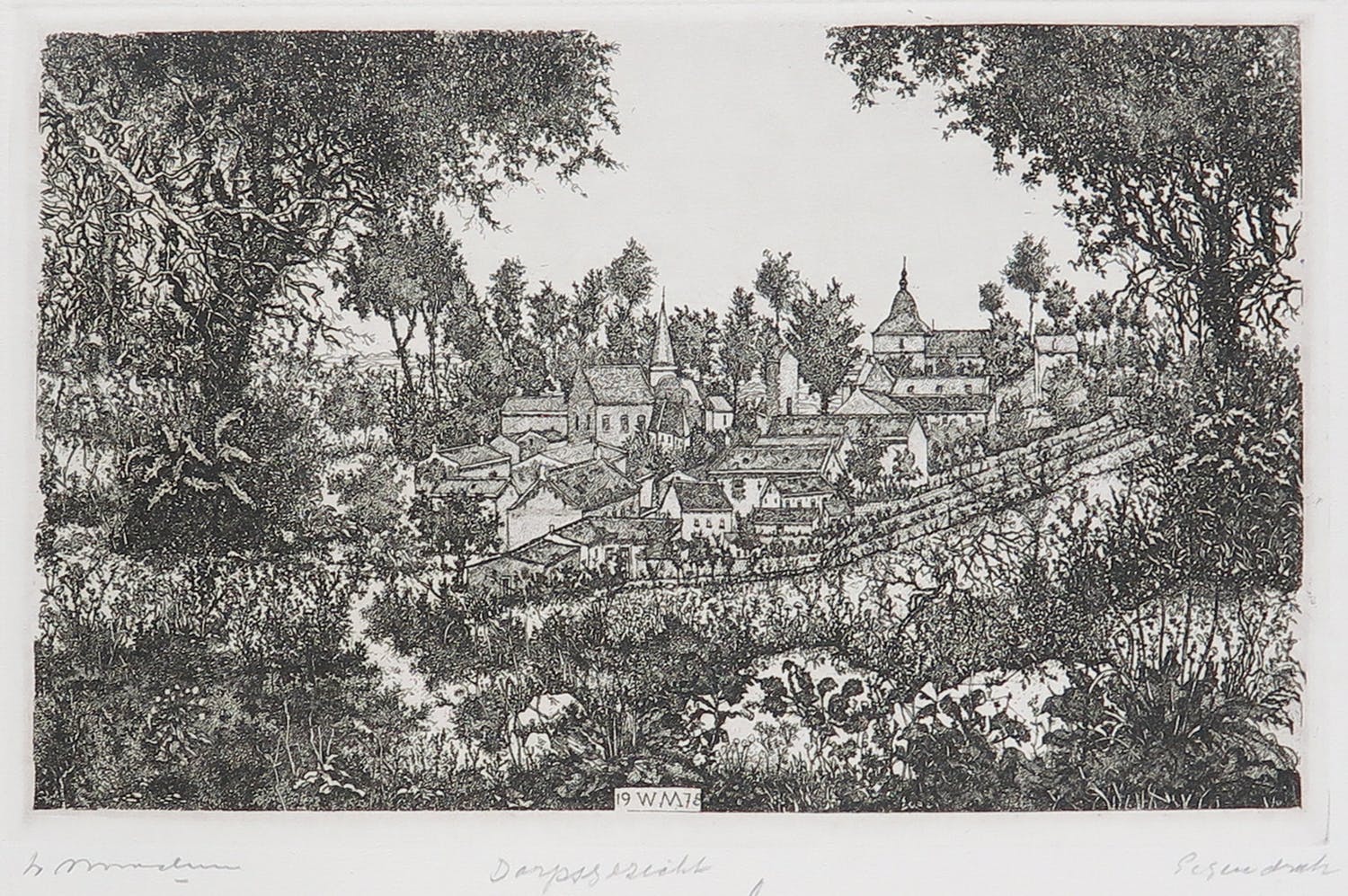 Willem Minderman - Ets, Dorpsgezicht Verkocht | Kunstveiling.nl