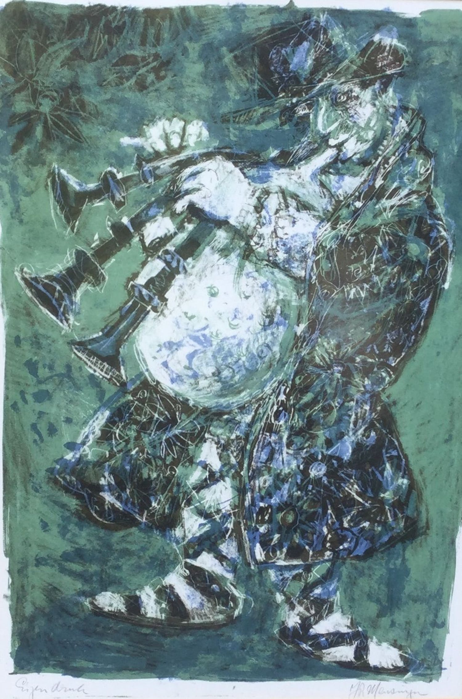 Jan Mensinga - C4701-5 - Doedelzakspeler Verkocht | Kunstveiling.nl