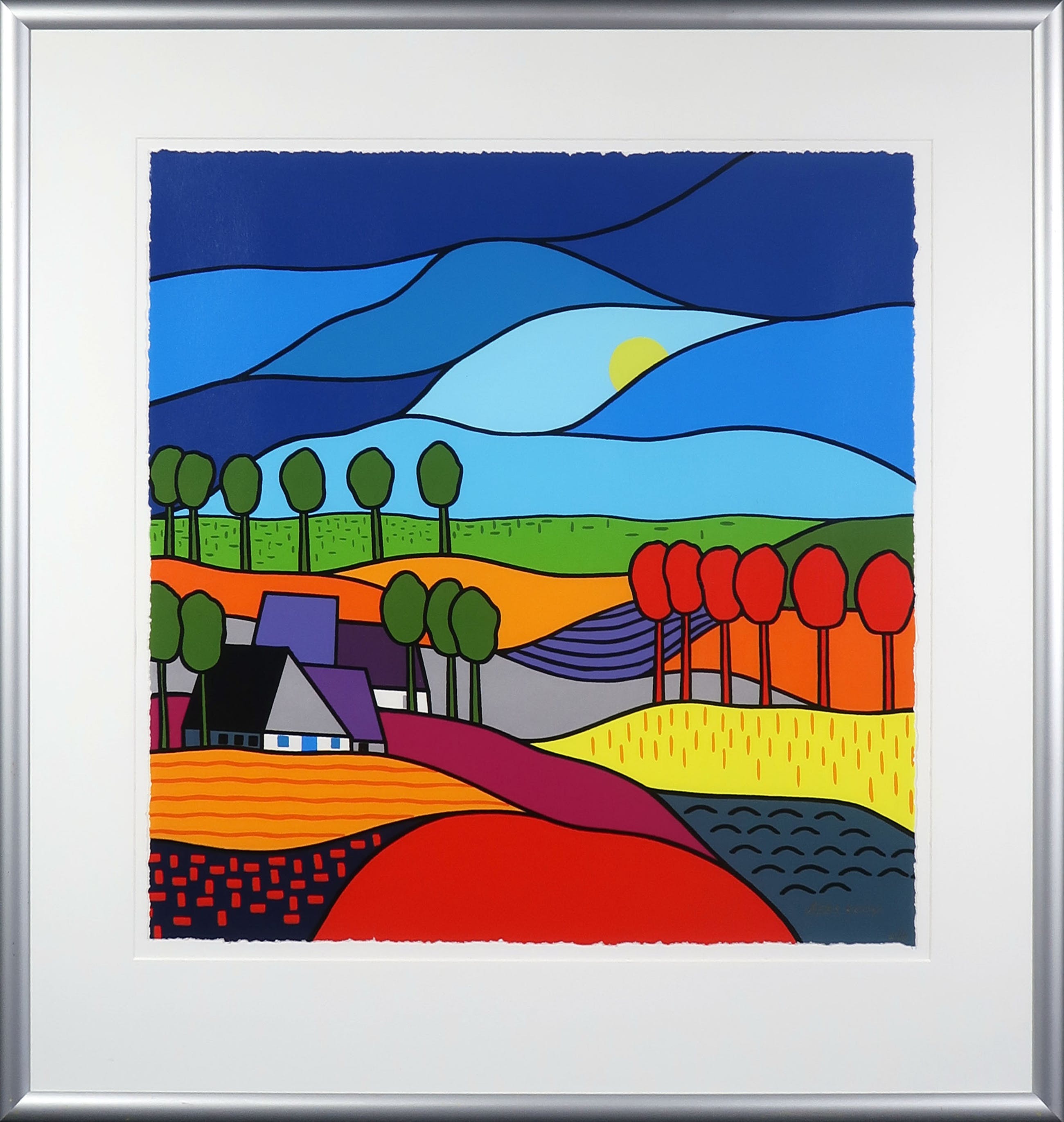 Kees Kooy Zeefdruk Bloeiende Velden Ingelijst Sold View The Auction Result Kunstveilingnl