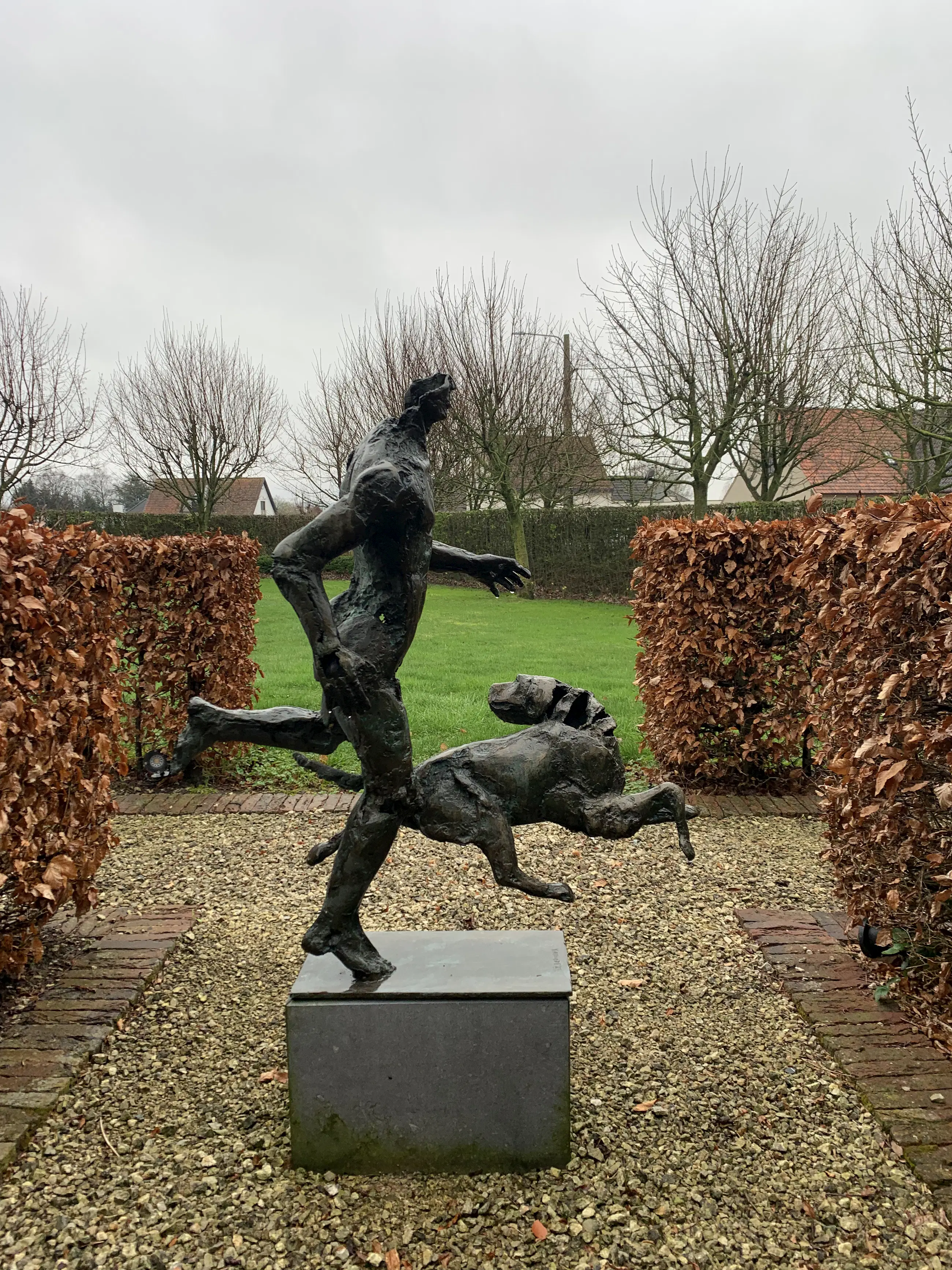 Jan Desmarets - man met hond Verkocht | Kunstveiling.nl