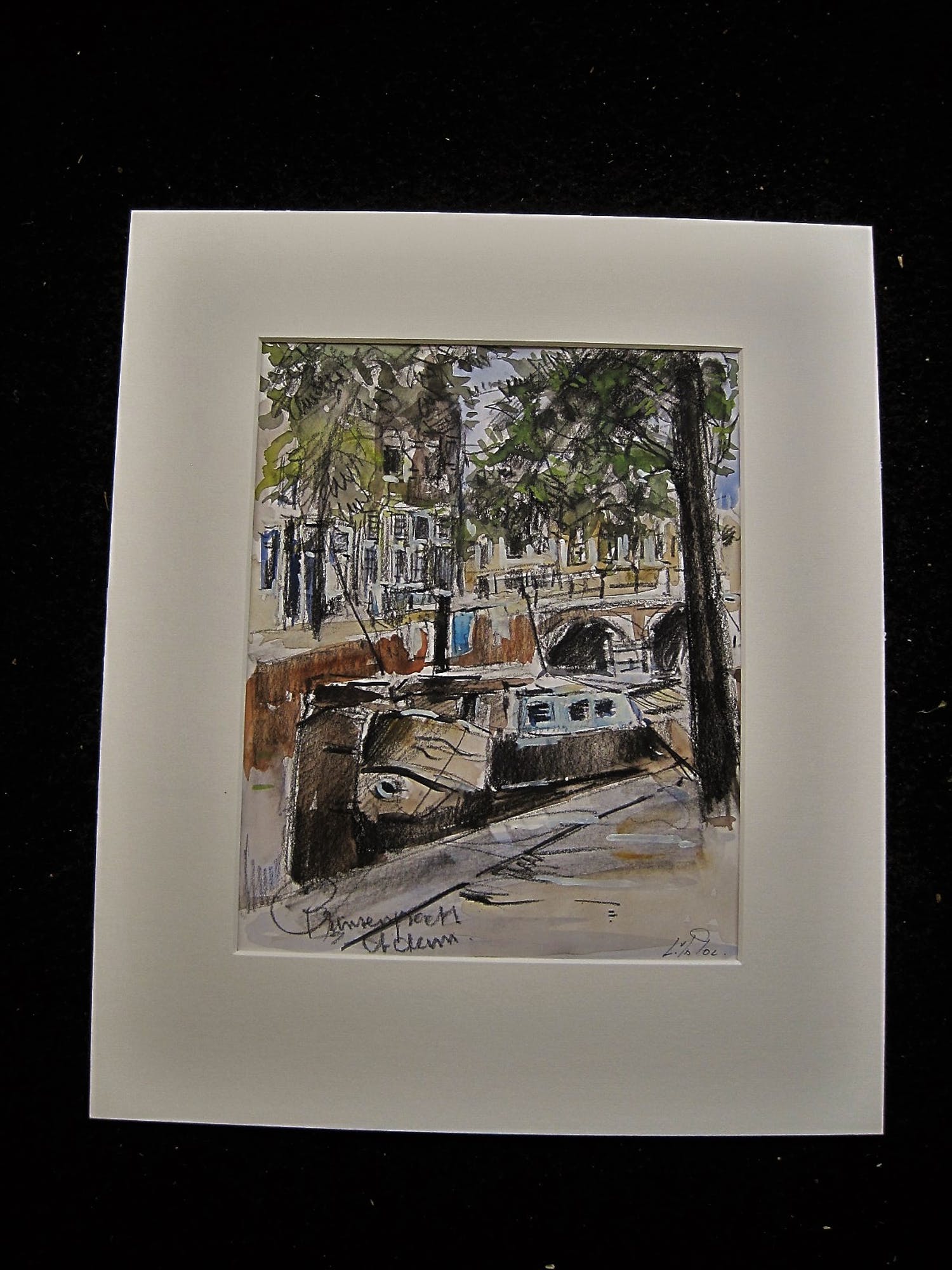 Louis van der Pol - Impressionistisch Aquarel "Amsterdam de ...