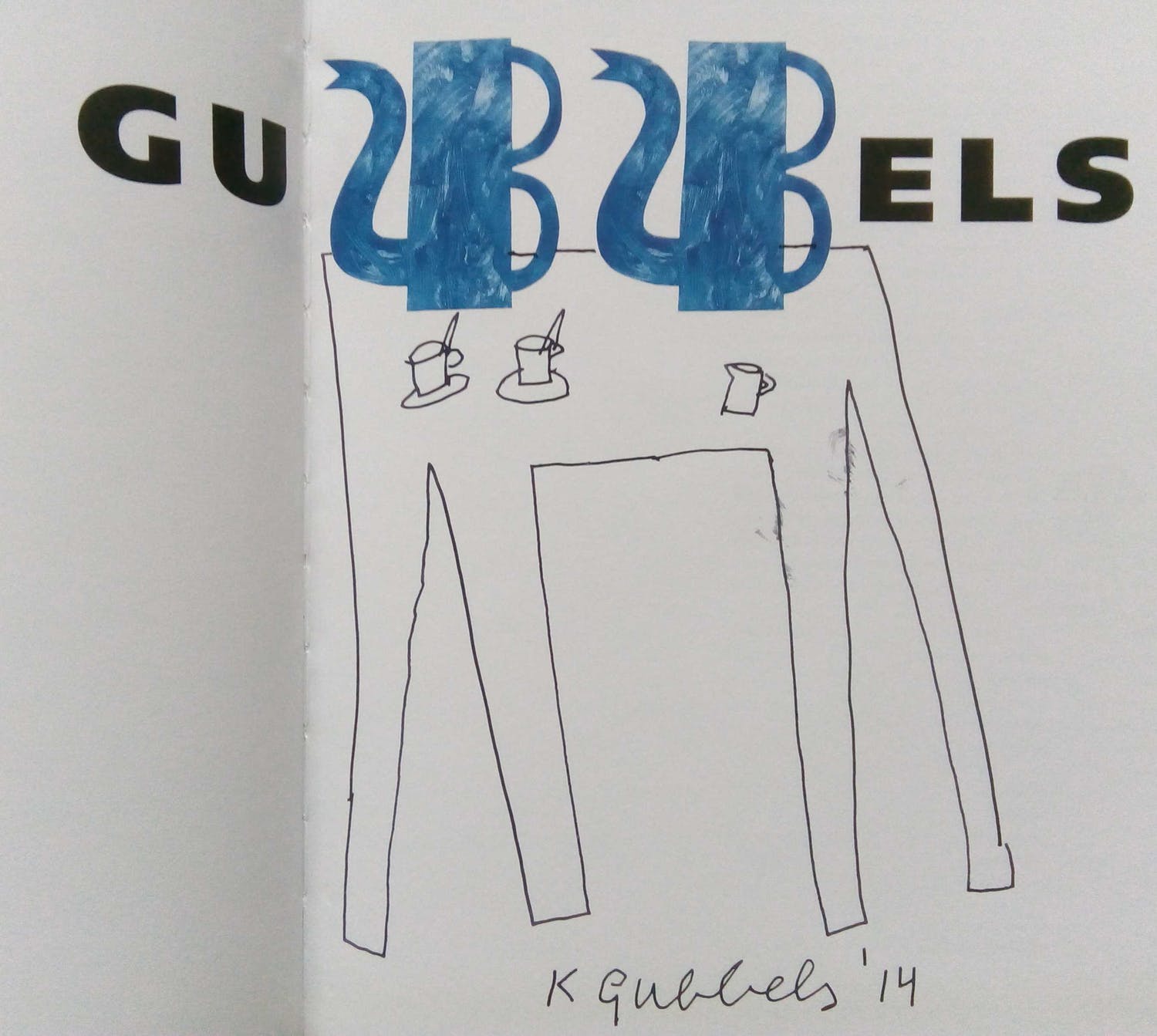 Klaas Gubbels - Tekening in inkt op schutblad van uniek boek. Verkocht ...