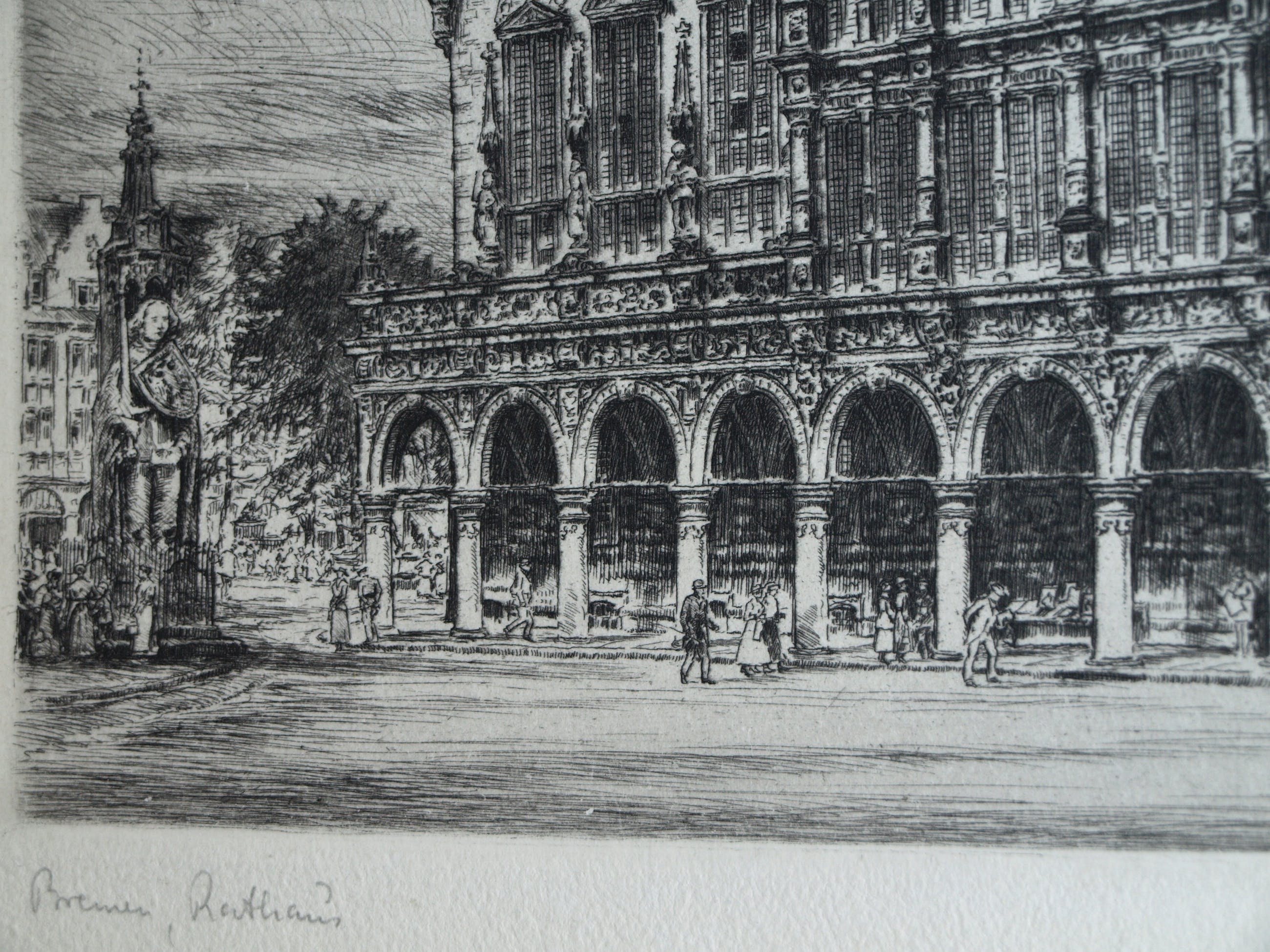 Paul Geissler - Ets, Stadhuis Bremen , ‘Rathaus Bremen’ – gesigneerd ...