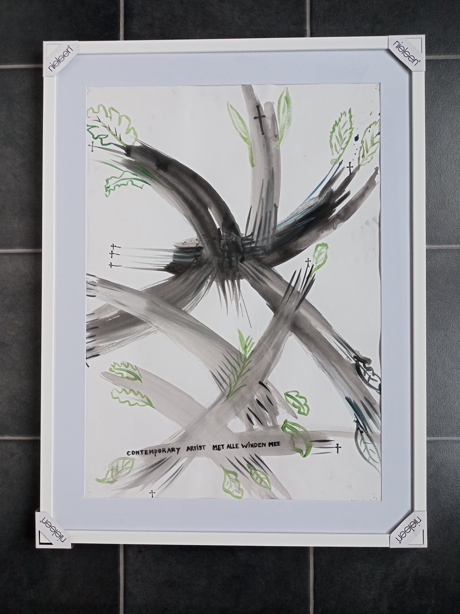 David Bade - Contemporary artist (ingelijste gouache) Verkocht ...