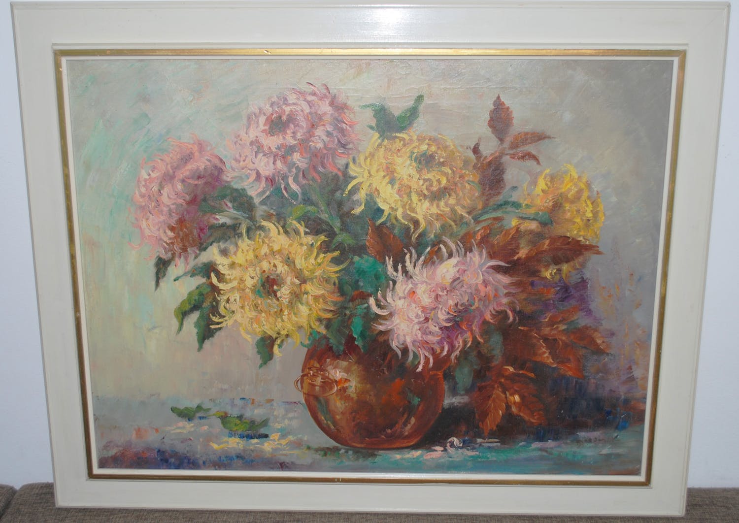 Jacobus Doeser - Stilleven met chrysanten - groot olieverfschilderij ...
