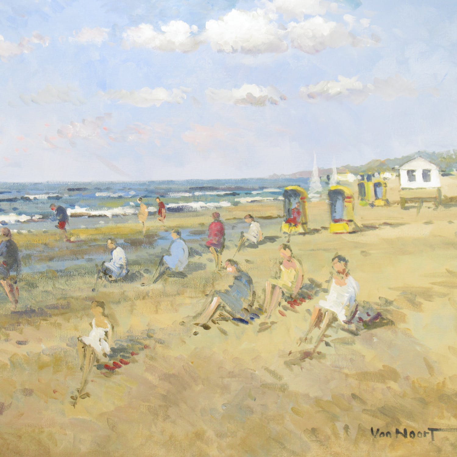 Alexander van Noort - Strandtafereel Zandvoort Verkocht | Kunstveiling.nl