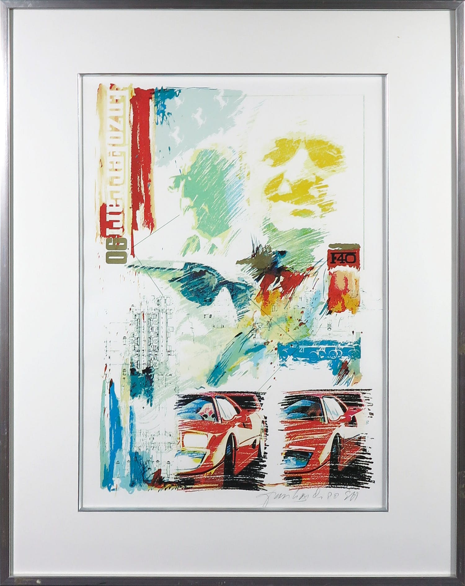 Frank Gude - Litho, Enzo Ferrari - Ingelijst Verkocht | Kunstveiling.nl