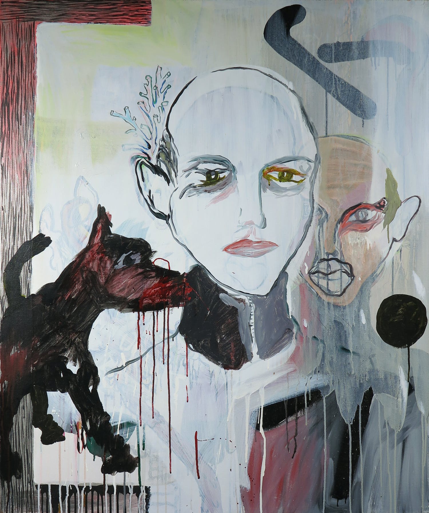 Rachid Ben Ali - Gemengde techniek op doek, Zonder titel (Groot ...