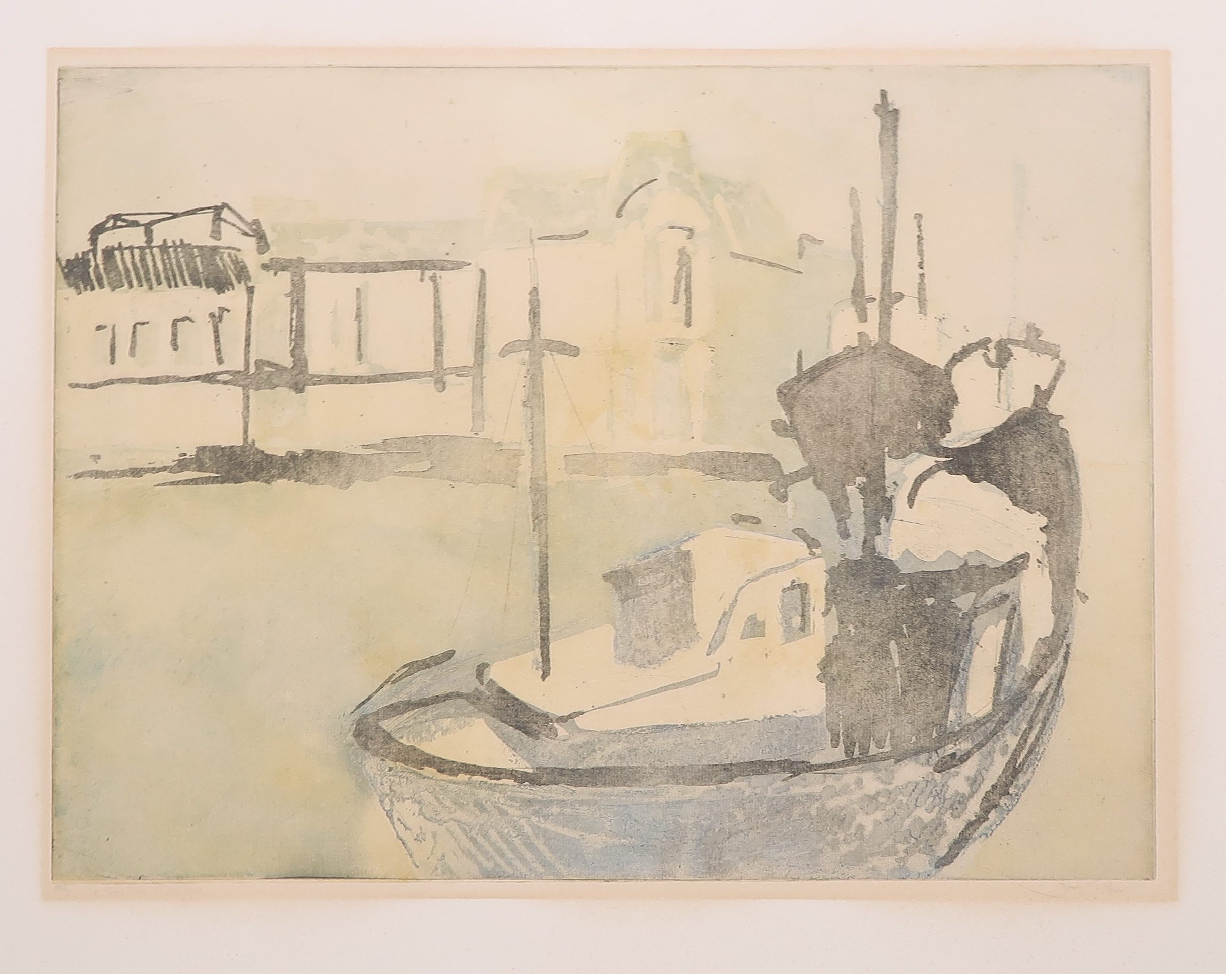 Joost Schmidt - Aquatint, Havengezicht Verkocht | Kunstveiling.nl