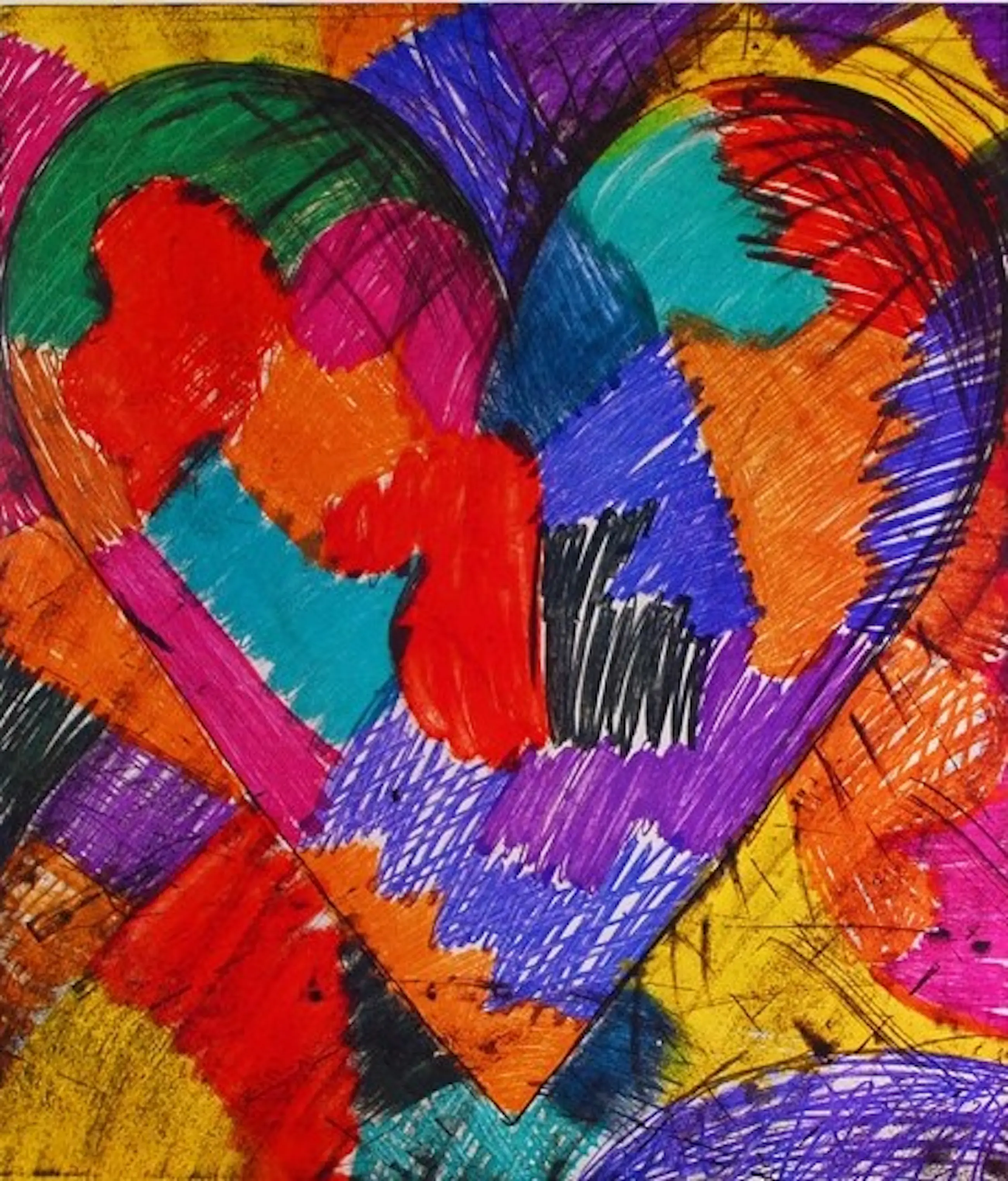 Jim Dine - Kleurenoffset-litho. Affiche HEART uit 1983 Verkocht ...