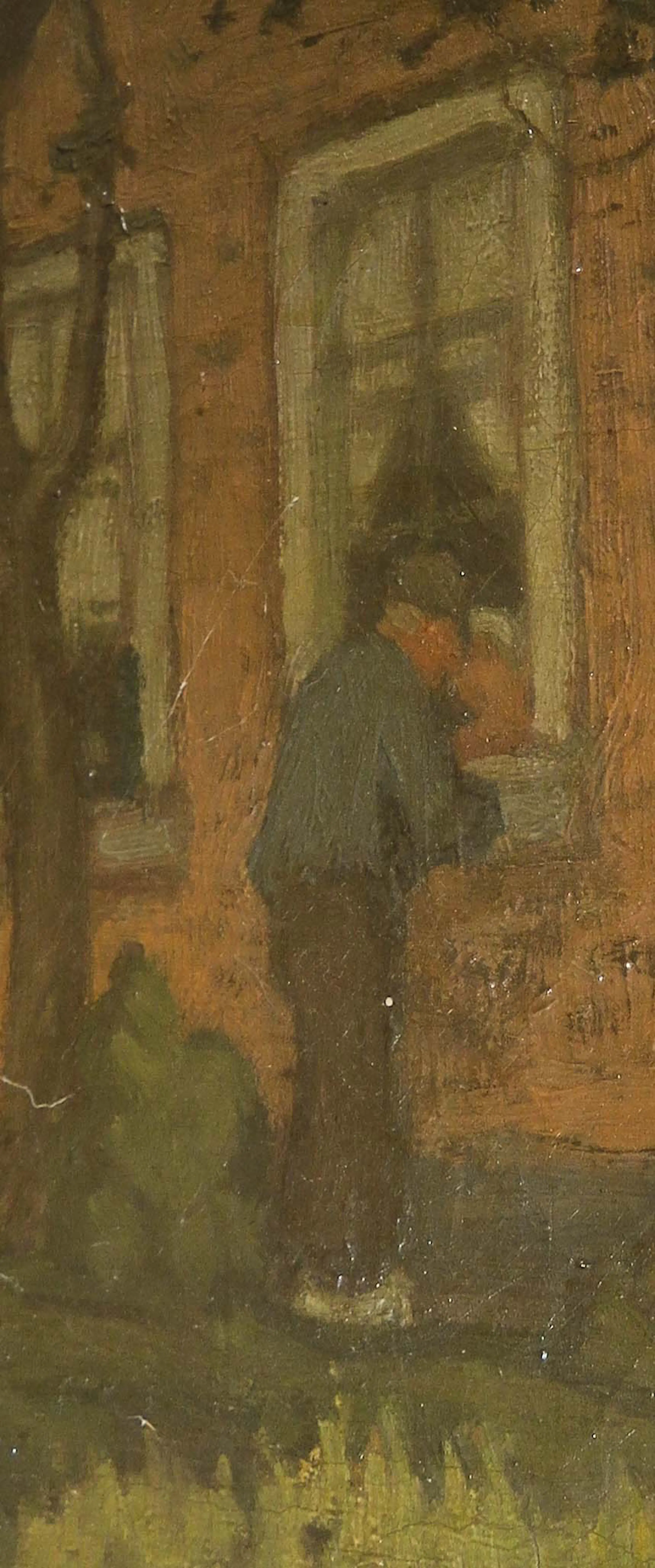 Jan van Ham - Olieverf op doek, Boerderij met boer -Ingelijst Verkocht ...