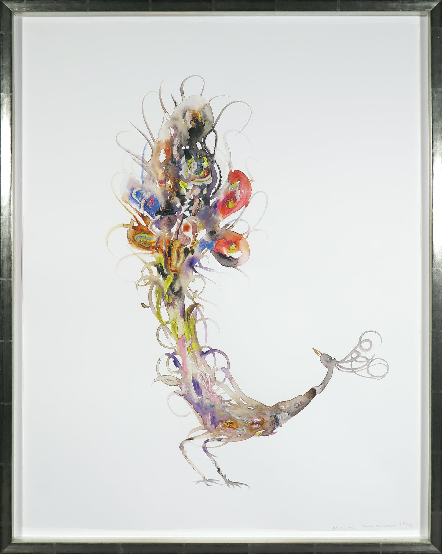 Marc Mulders - Aquarel en collage, Pauw en Maria - Ingelijst Verkocht ...