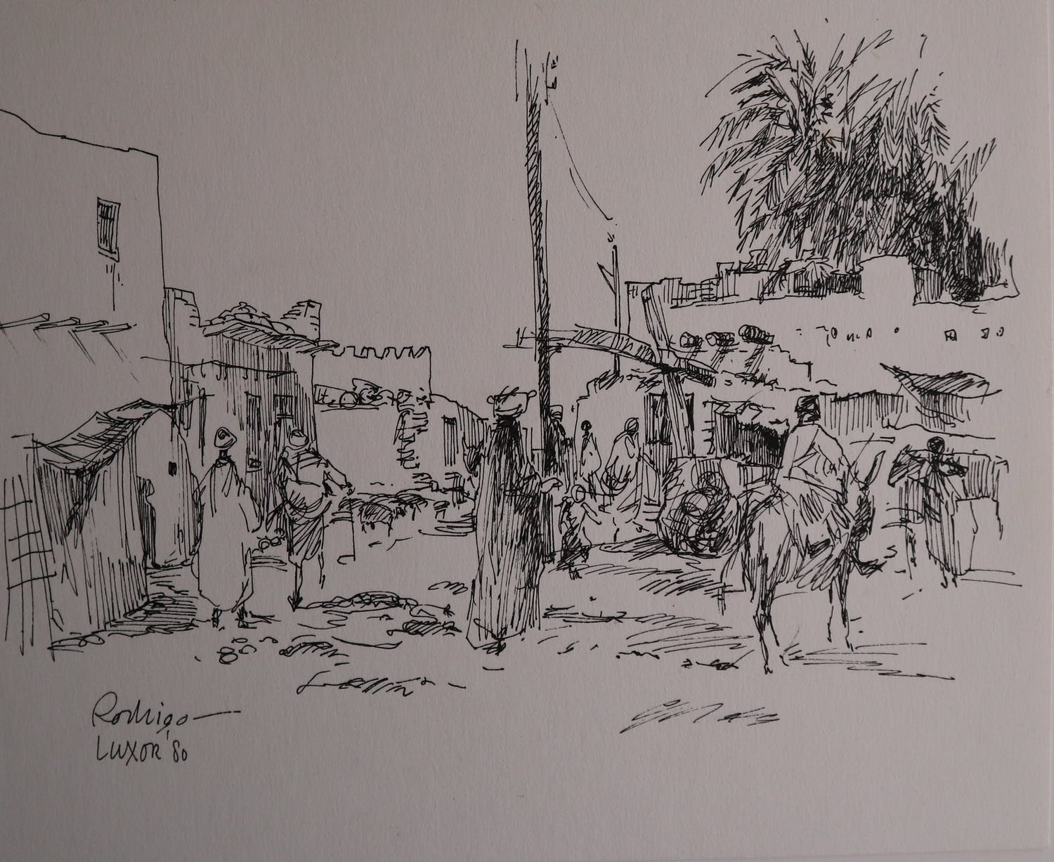 Jan Rodrigo - 3 stadsgezichten van Luxor (Egypte) Verkocht ...