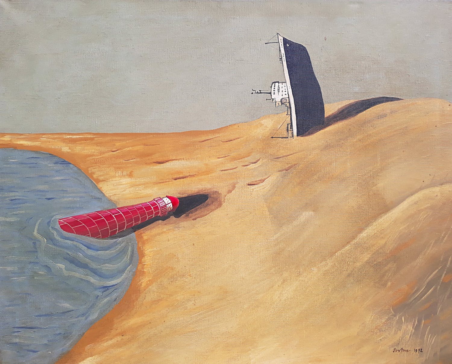 Hannes Postma - Gestrand, olieverf op doek (ingelijst, groot) Verkocht ...