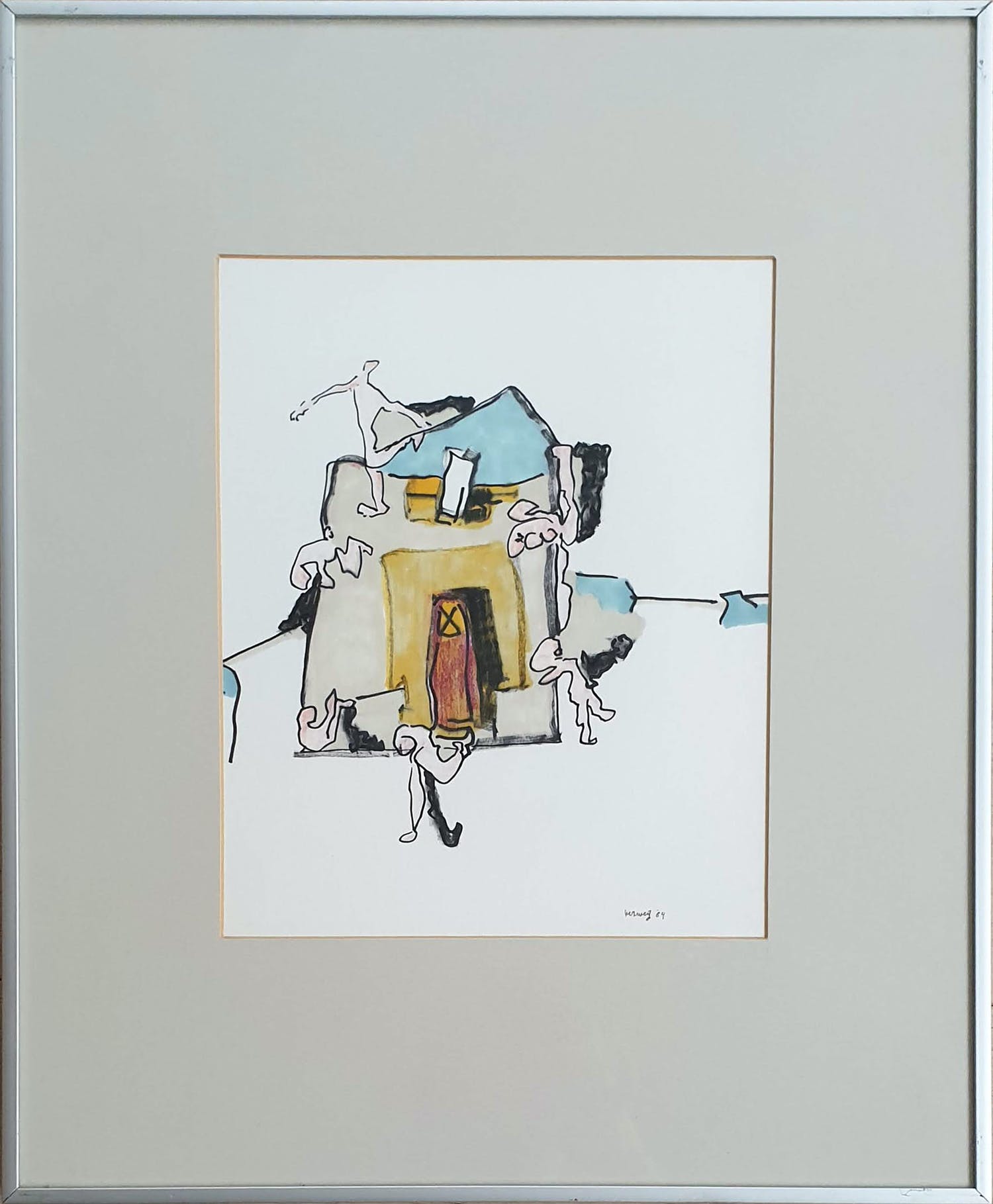 Hans Verweij - Viltstift tekening (1984) - Ingelijst Verkocht ...