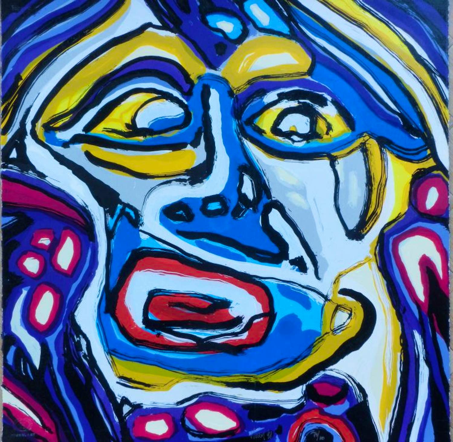 Ad van Hassel - Kleurenzeefdruk COBRA FACE Handgesigneerd Verkocht ...