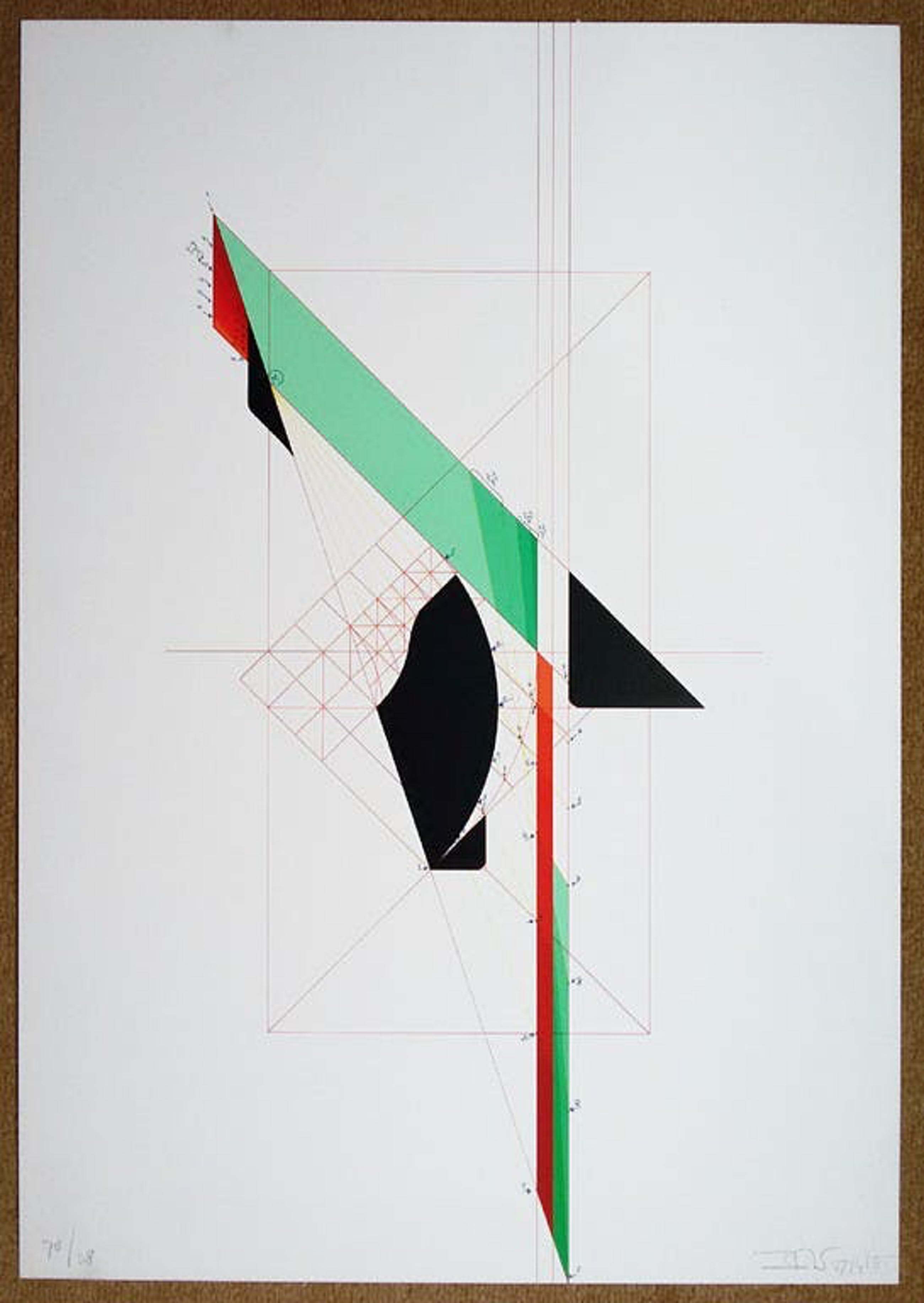 Jan Hoogstad - Geometrisch abstract architectuur concept, zeefdruk ...