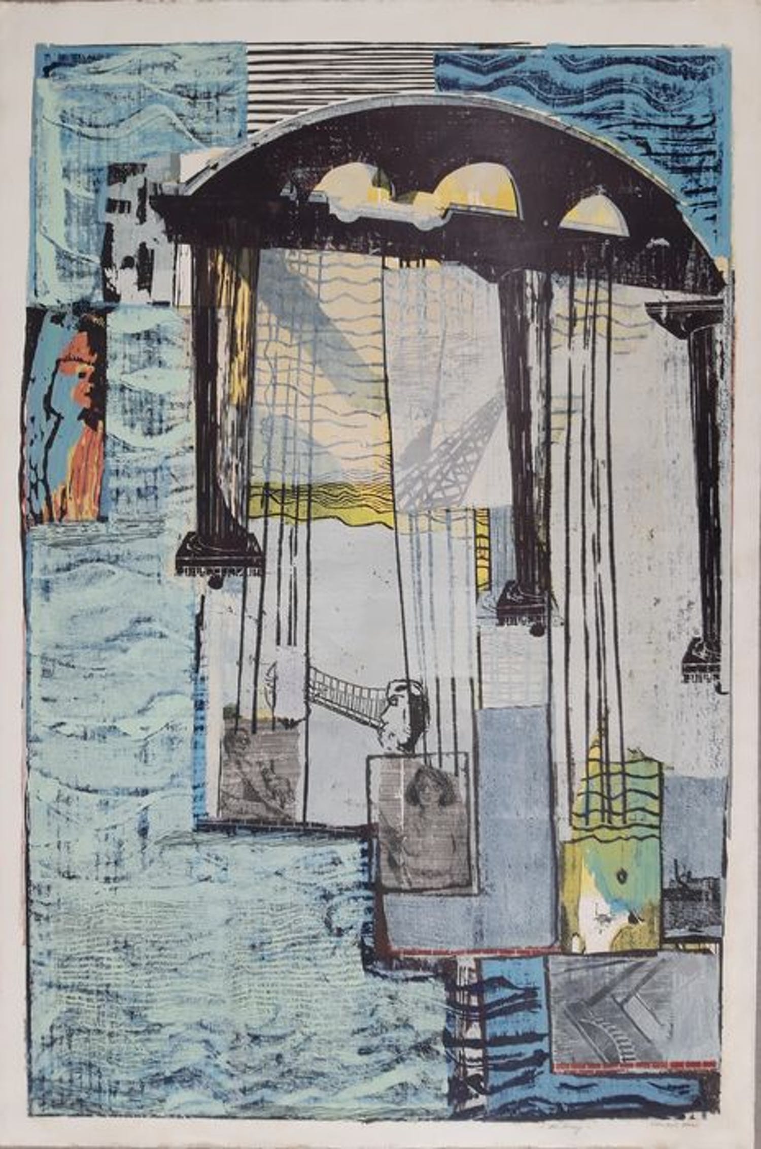 Wim Compier - Ets, titel, "De brug". Groot Verkocht | Kunstveiling.nl