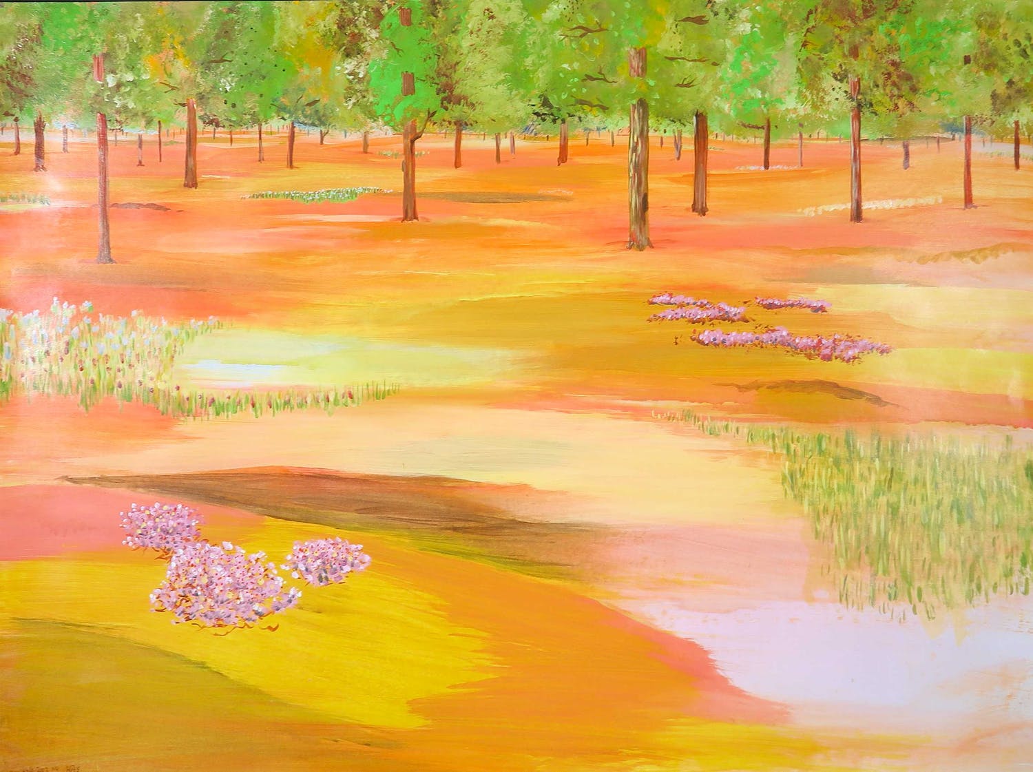 Martin Heijnen - Acryl op papier, Landschap (Groot) Verkocht | Kunstveiling.nl