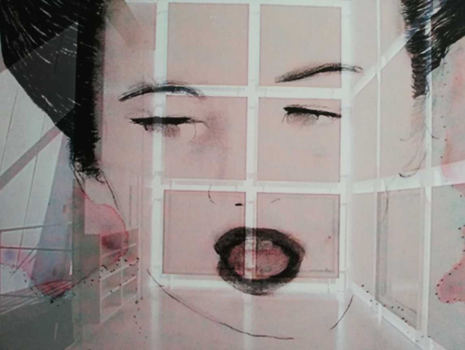 Marli Turion - FIGURATIE MET VROUWENGEZICHT / KLEURLITHO / 49x64cm ...