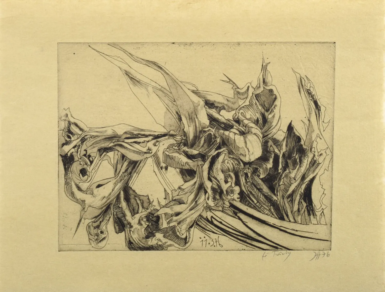 Horst Janssen - „Nature Morte“ (1976) tolle Radierung mit Widmung an ...