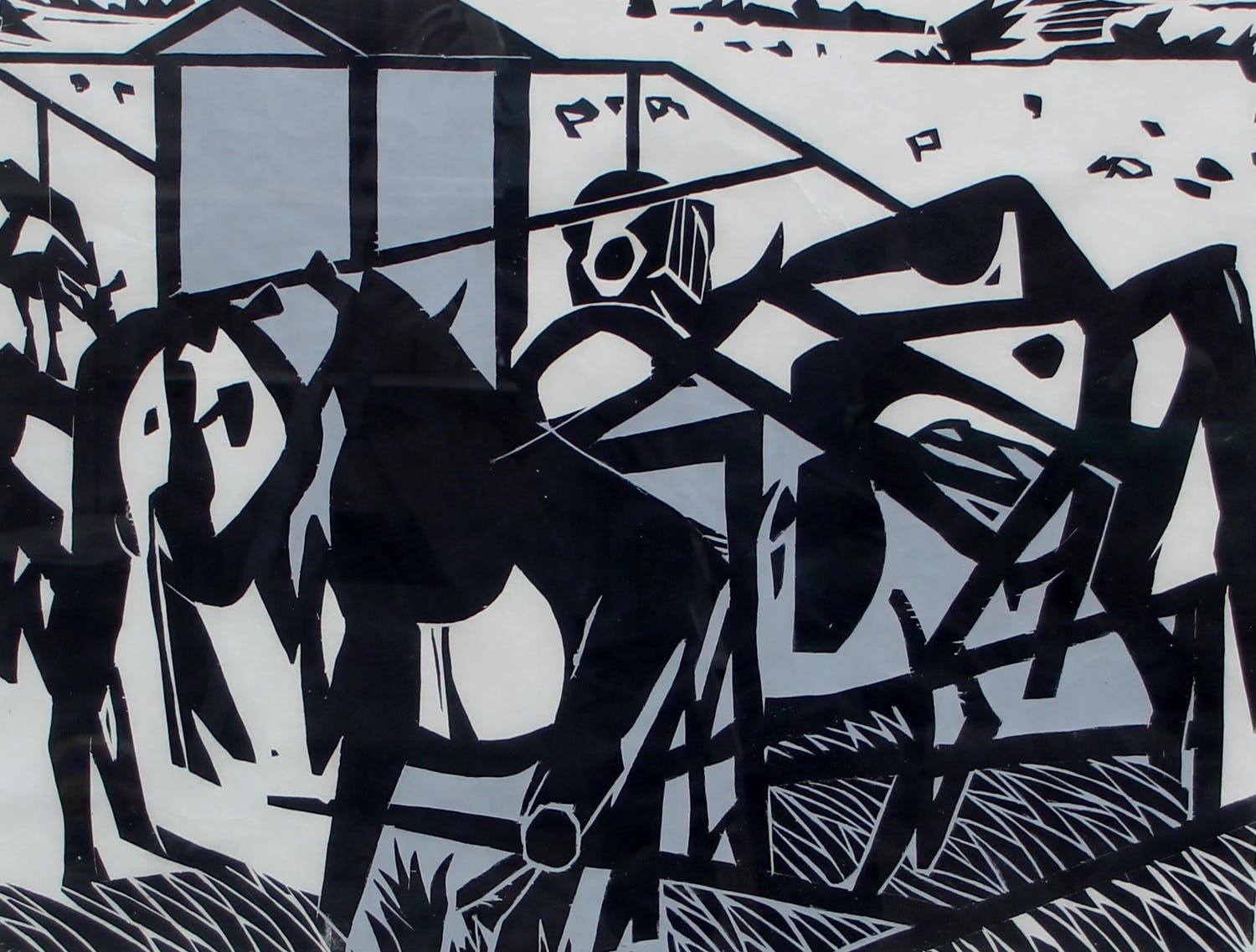 Jan van der Zee - Ingelijste houtsnede: Abstracte compositie - 1972 ...