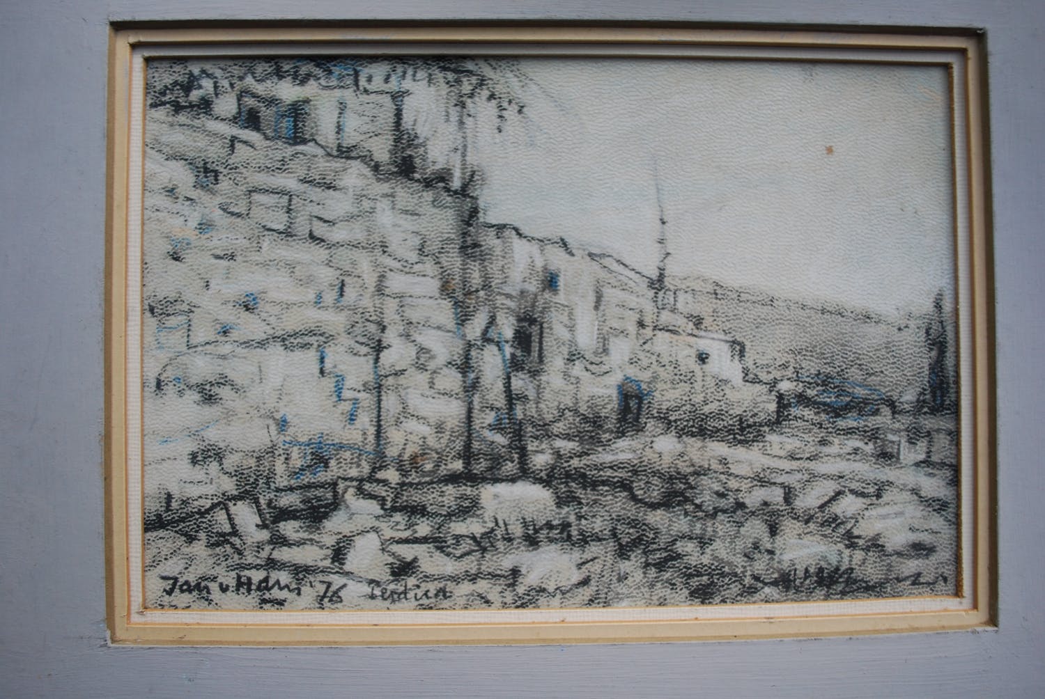 Jan van Ham - krijttekening, Perdika Griekenland Verkocht | Kunstveiling.nl