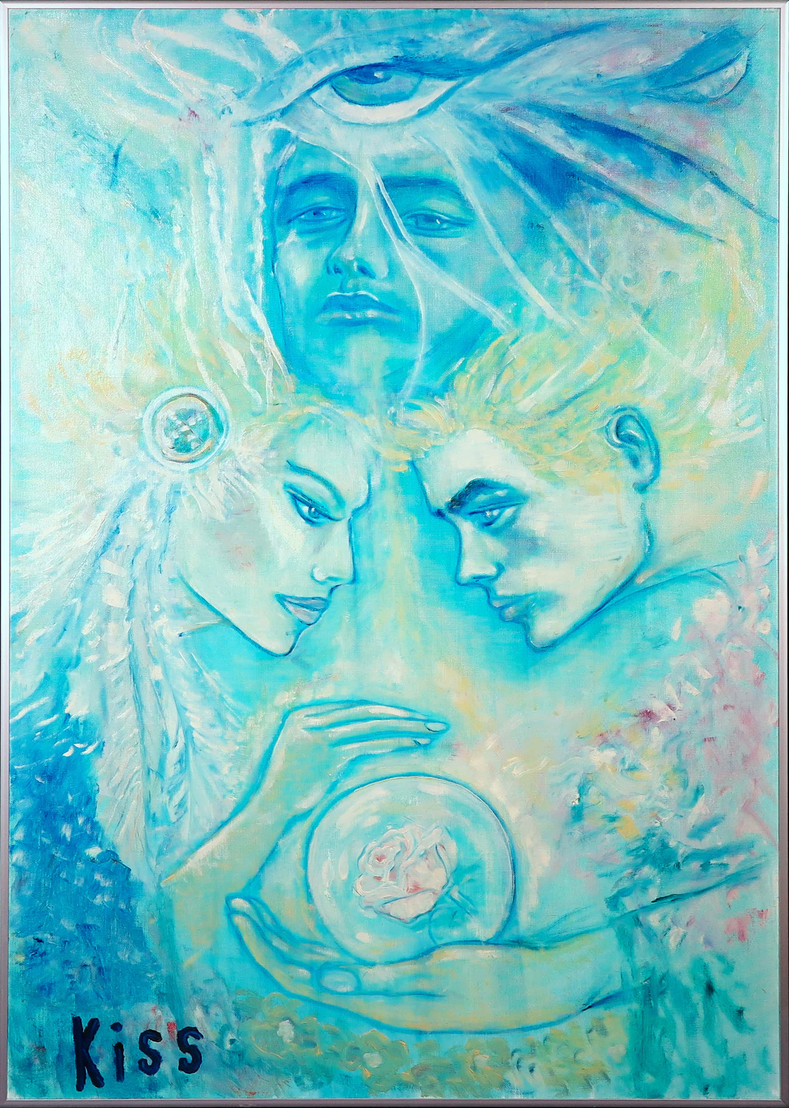 Kiss Riemvis - Olieverf op doek, z.t. Droomfiguren - Ingelijst (Groot ...